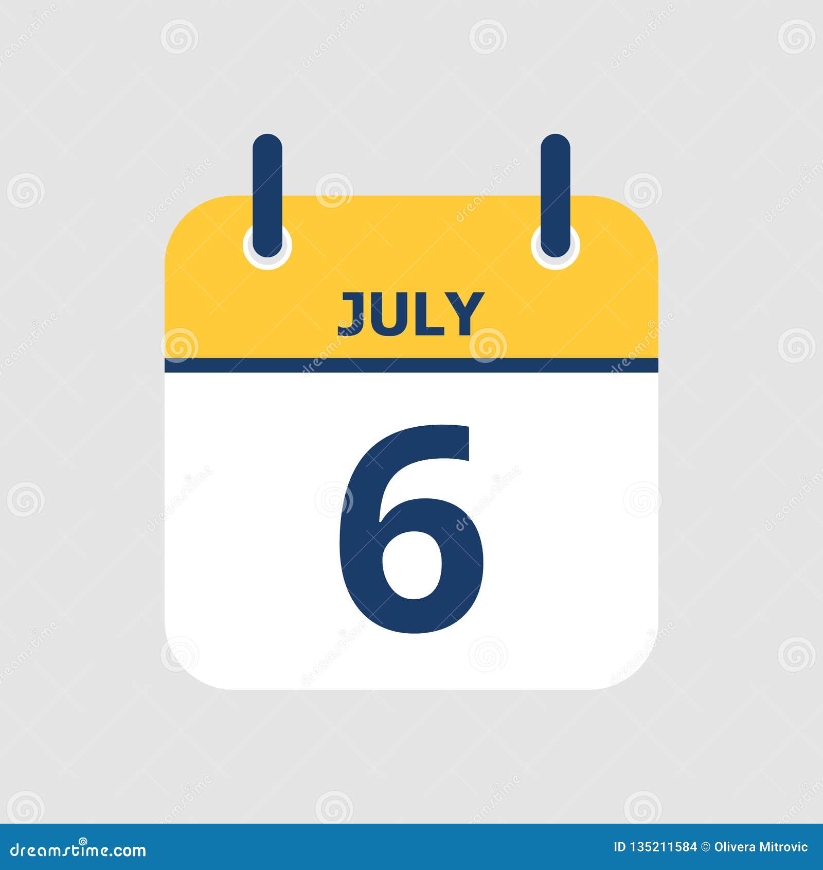 Calendario el 6 de julio ilustración del vector. Ilustración de julio ...