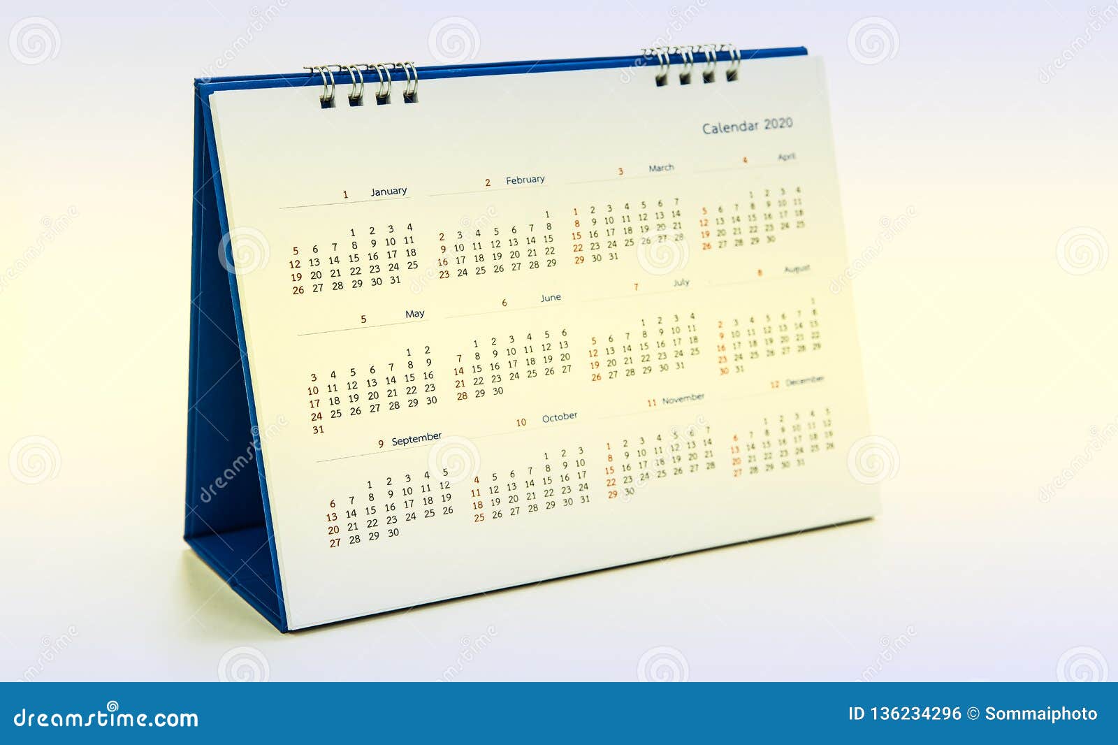 Calendario 2020 en blanco foto de archivo. Imagen de anual - 136234296