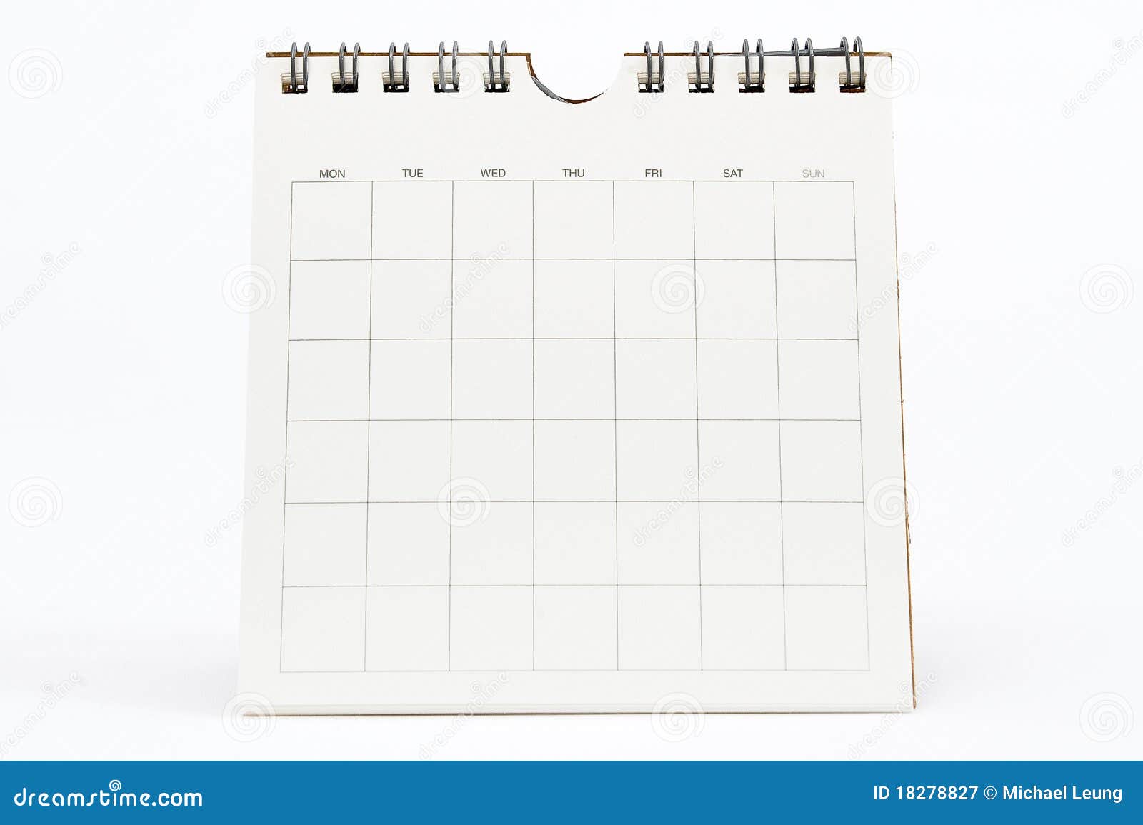 Calendario En Blanco Aislado En Blanco Imagen de archivo - Imagen de ...