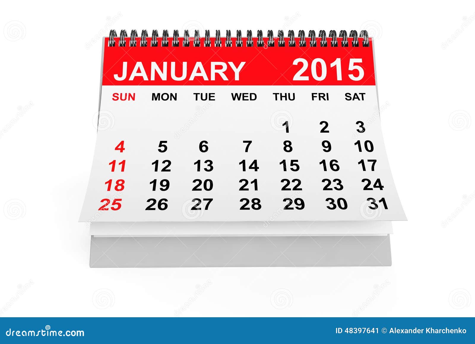 Calendario enero de 2015 stock de ilustración. Ilustración de ...