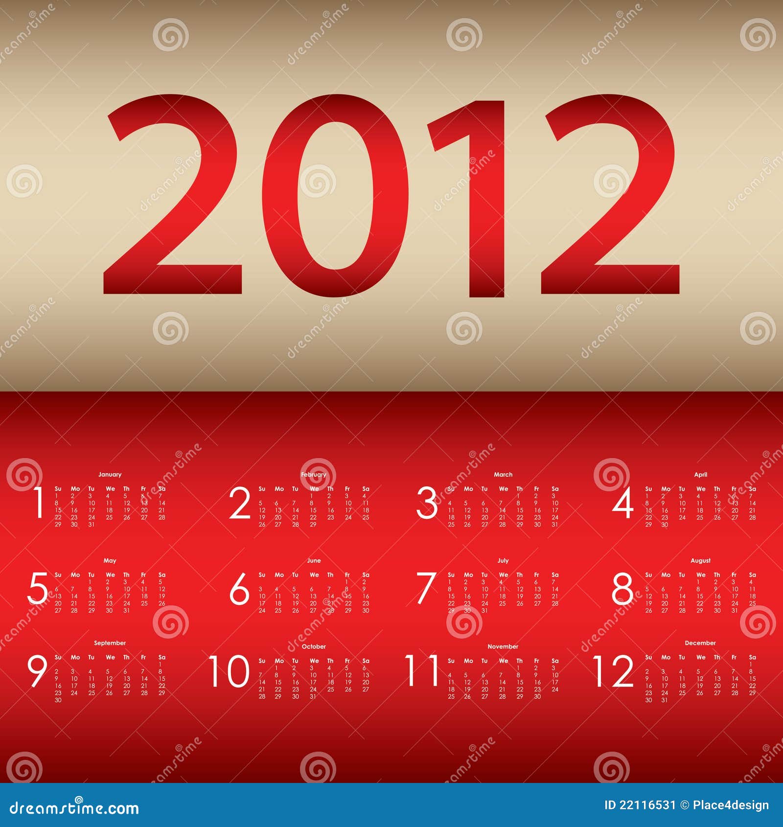 Calendario especial 2012 ilustración del vector. Ilustración de julio ...