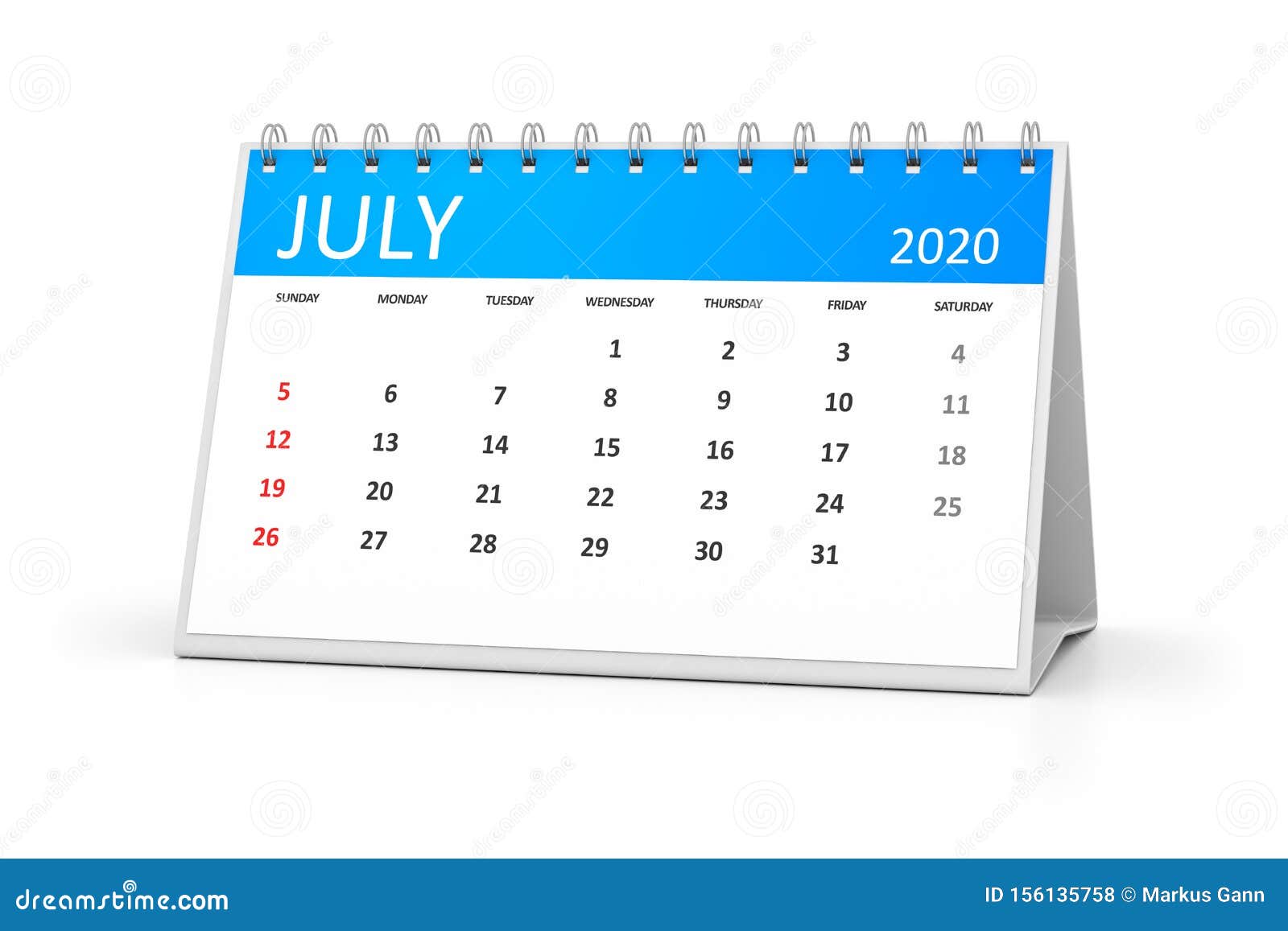 Calendario 2020 julio stock de ilustración. Ilustración de julio ...