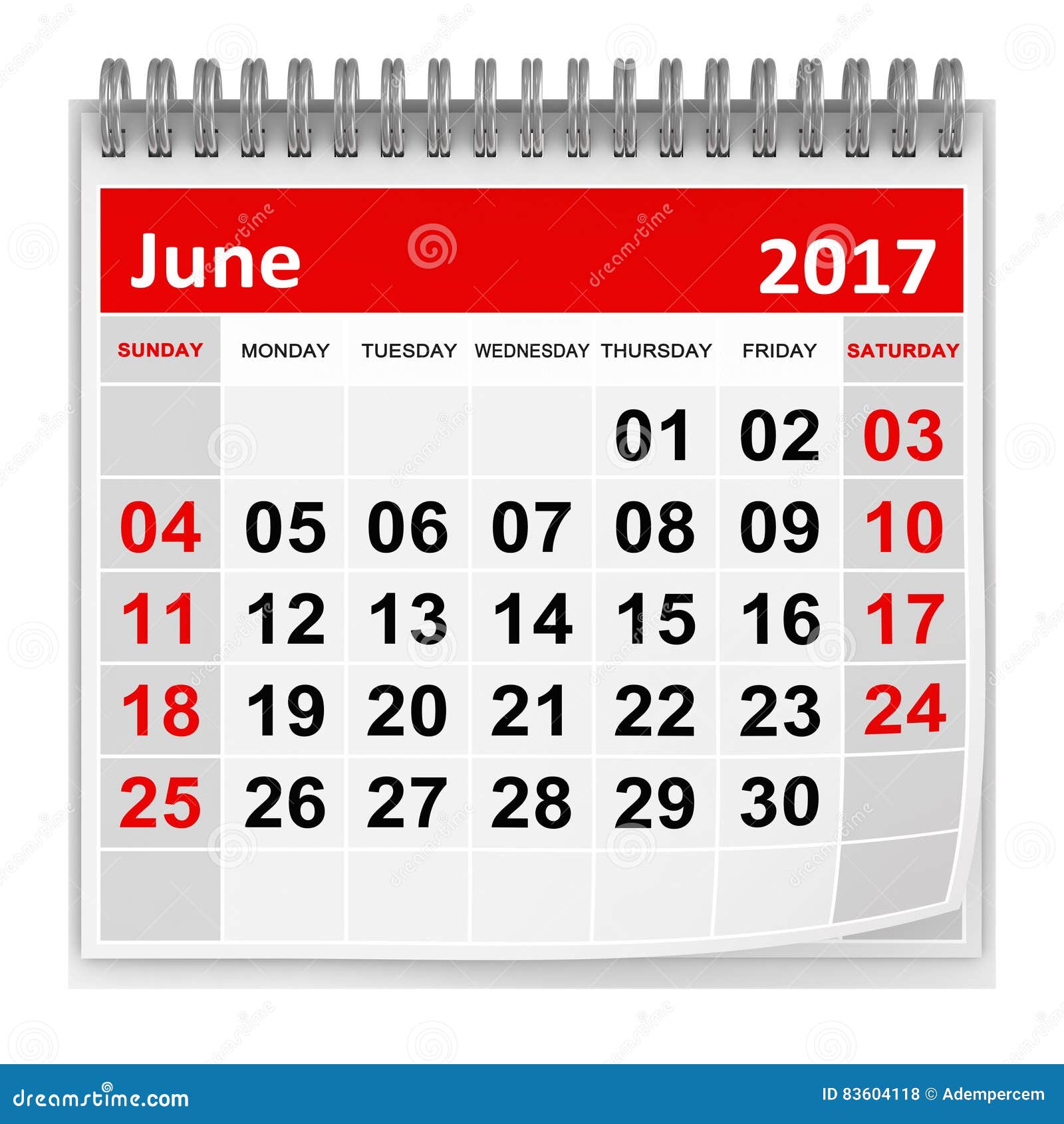Calendario - junio de 2017 stock de ilustración. Ilustración de junio ...