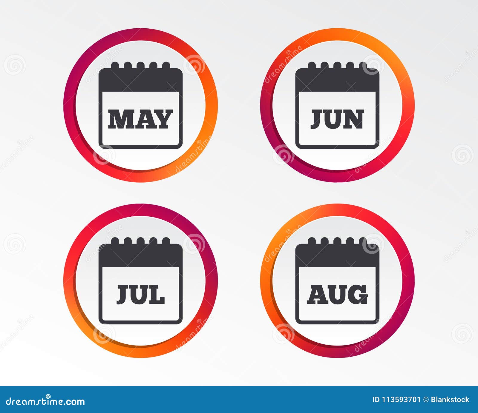 Calendario Maggio, Giugno, Luglio E Agosto Illustrazione Vettoriale ...