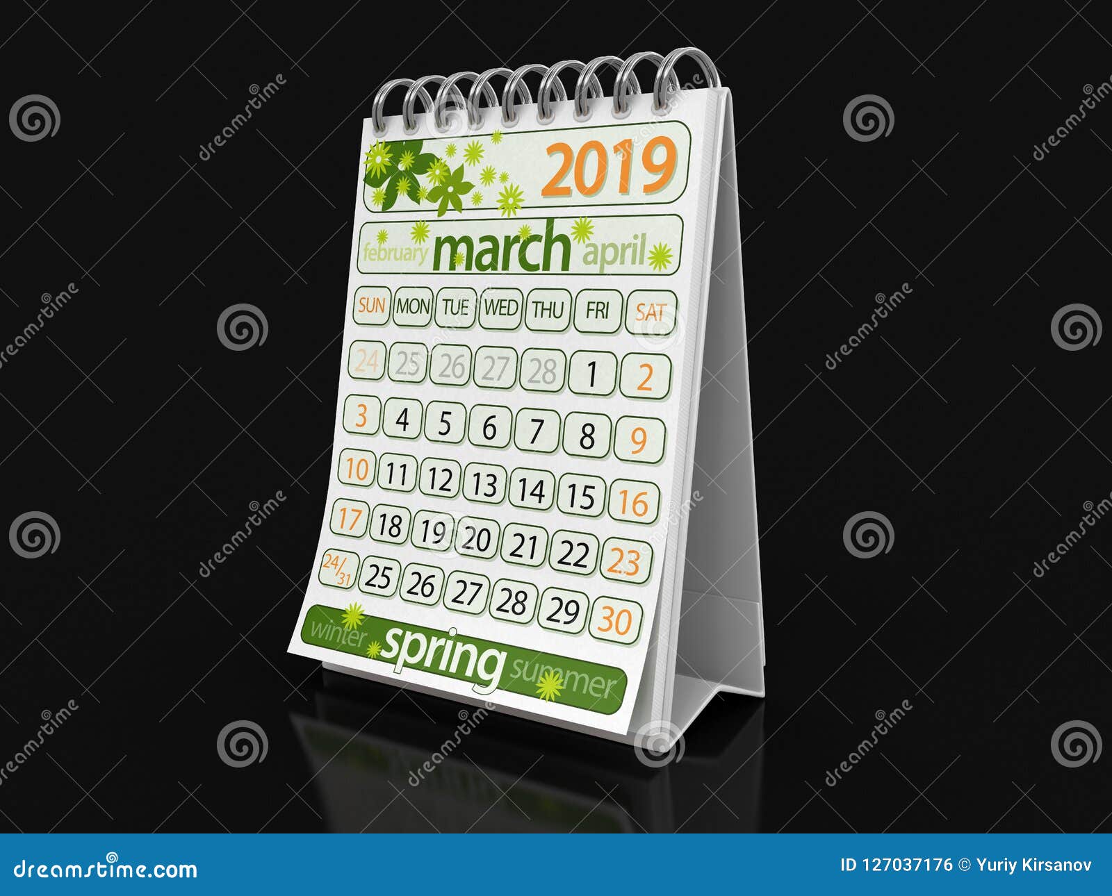 Calendario - marzo 2019 illustrazione di stock. Illustrazione di ...
