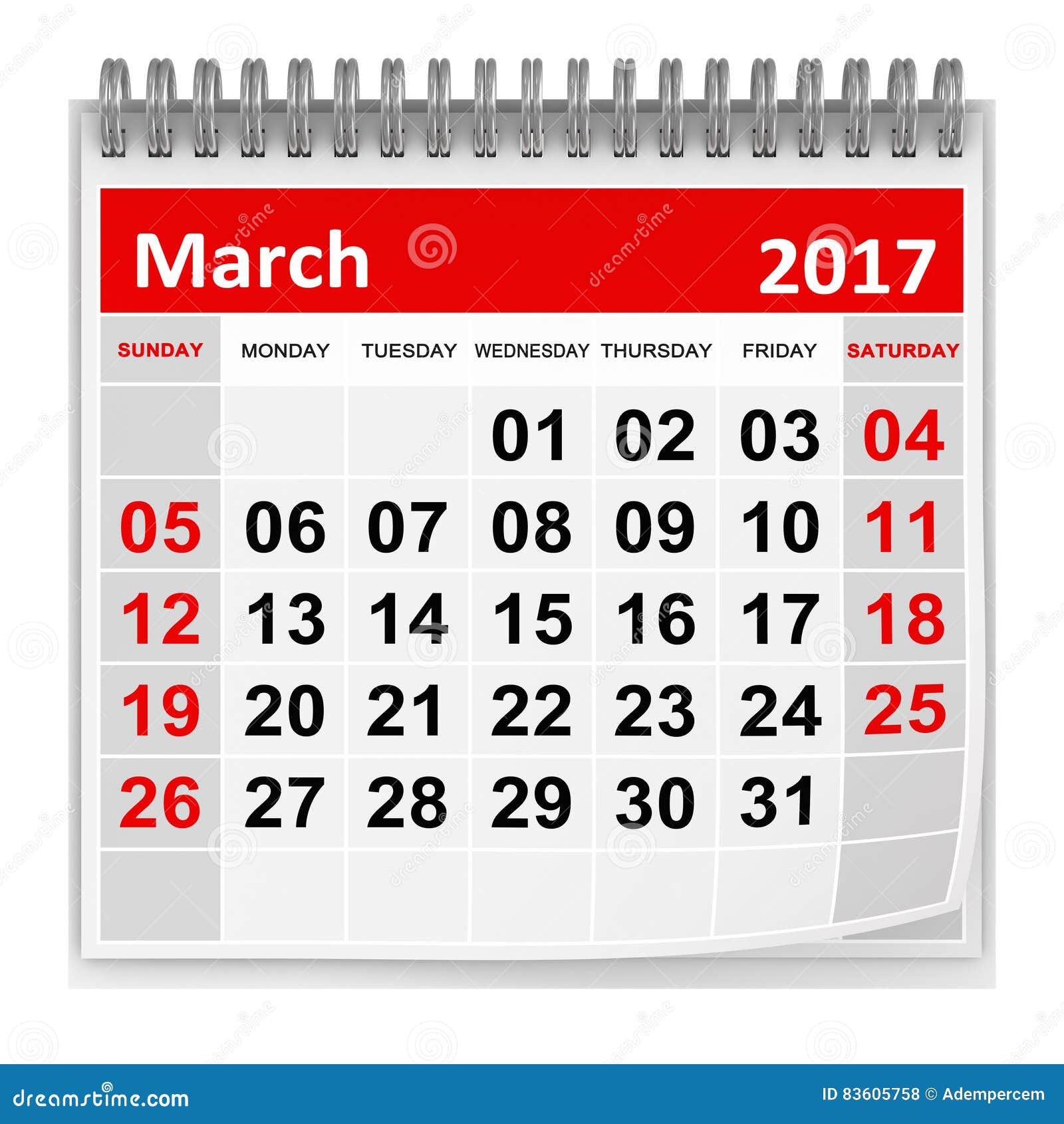 Calendario - marzo 2017 illustrazione di stock. Illustrazione di giorno ...