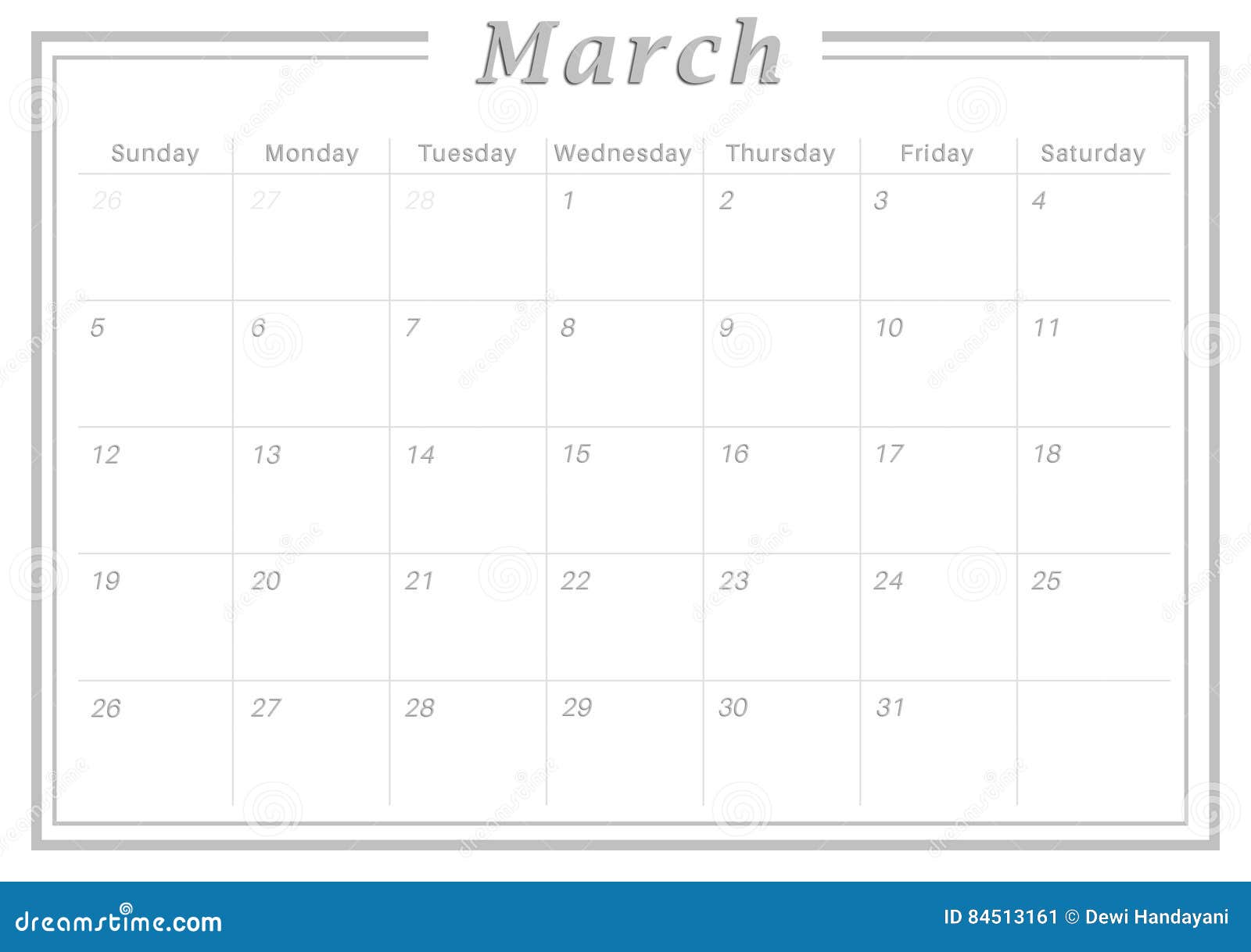 Calendario Marzo 2017 Mensile Illustrazione di Stock - Illustrazione di ...