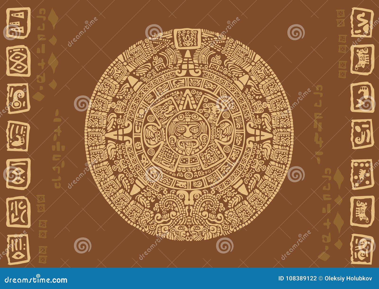 Calendario maya ilustración del vector. Ilustración de dioses - 108389122