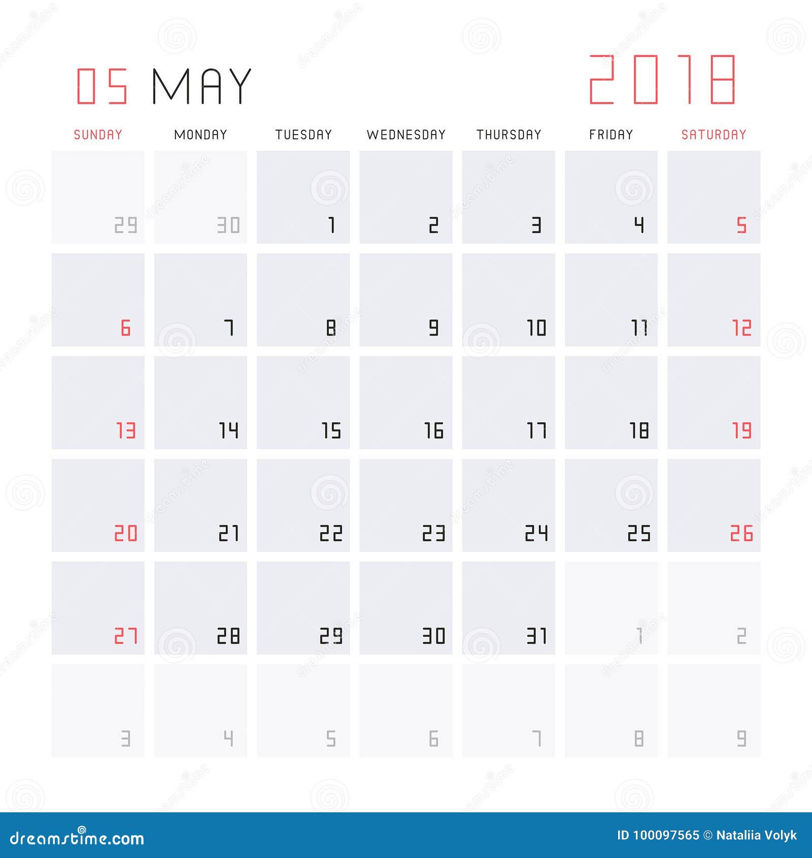 Calendario mayo de 2018 ilustración del vector. Ilustración de hoja ...