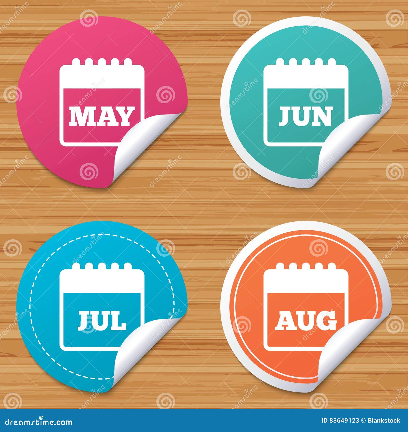 Calendario Mayo, Junio, Julio Y Agosto Ilustración del Vector ...