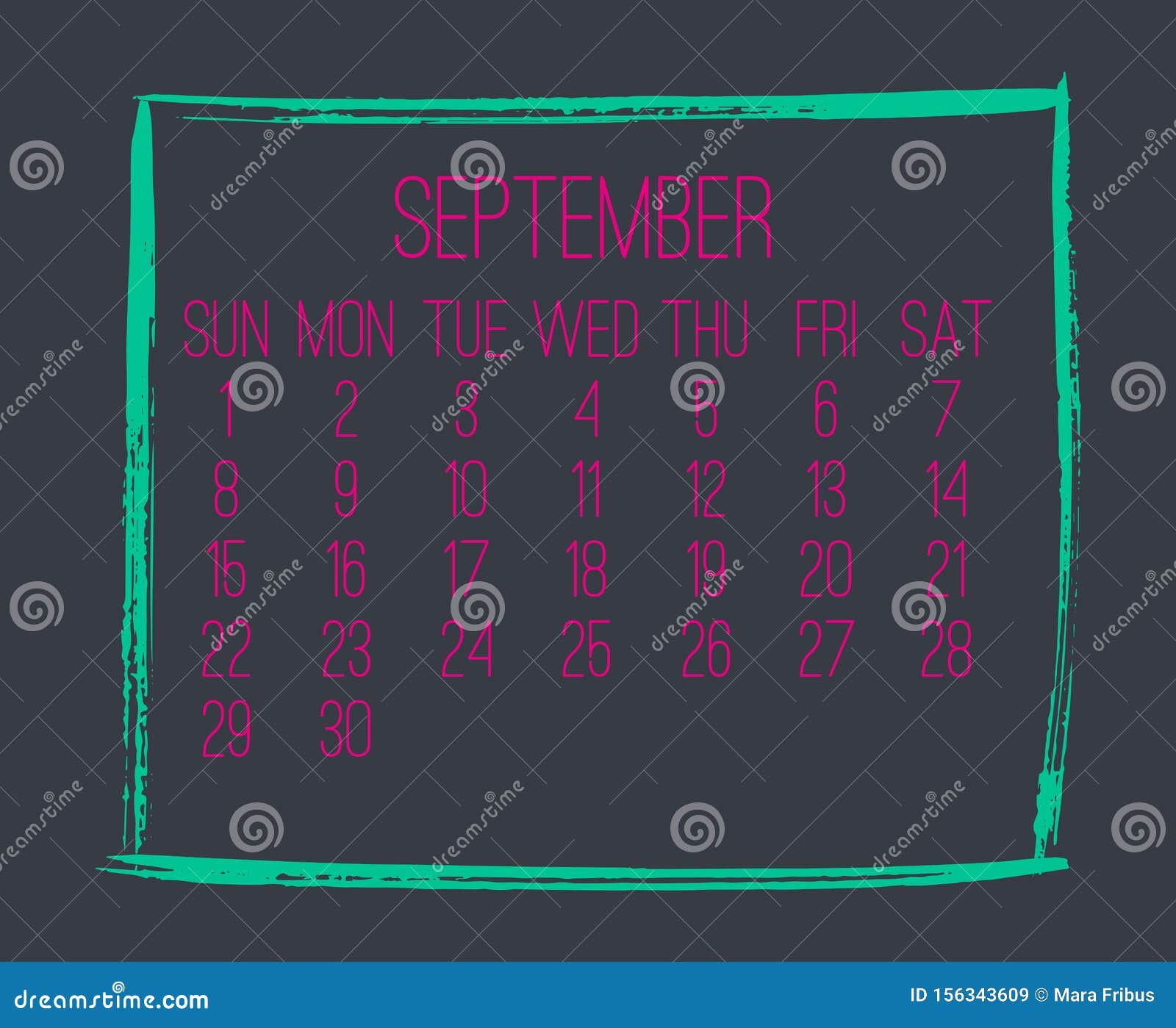 Calendario Mensual De Septiembre De 2019 Ilustración del Vector ...