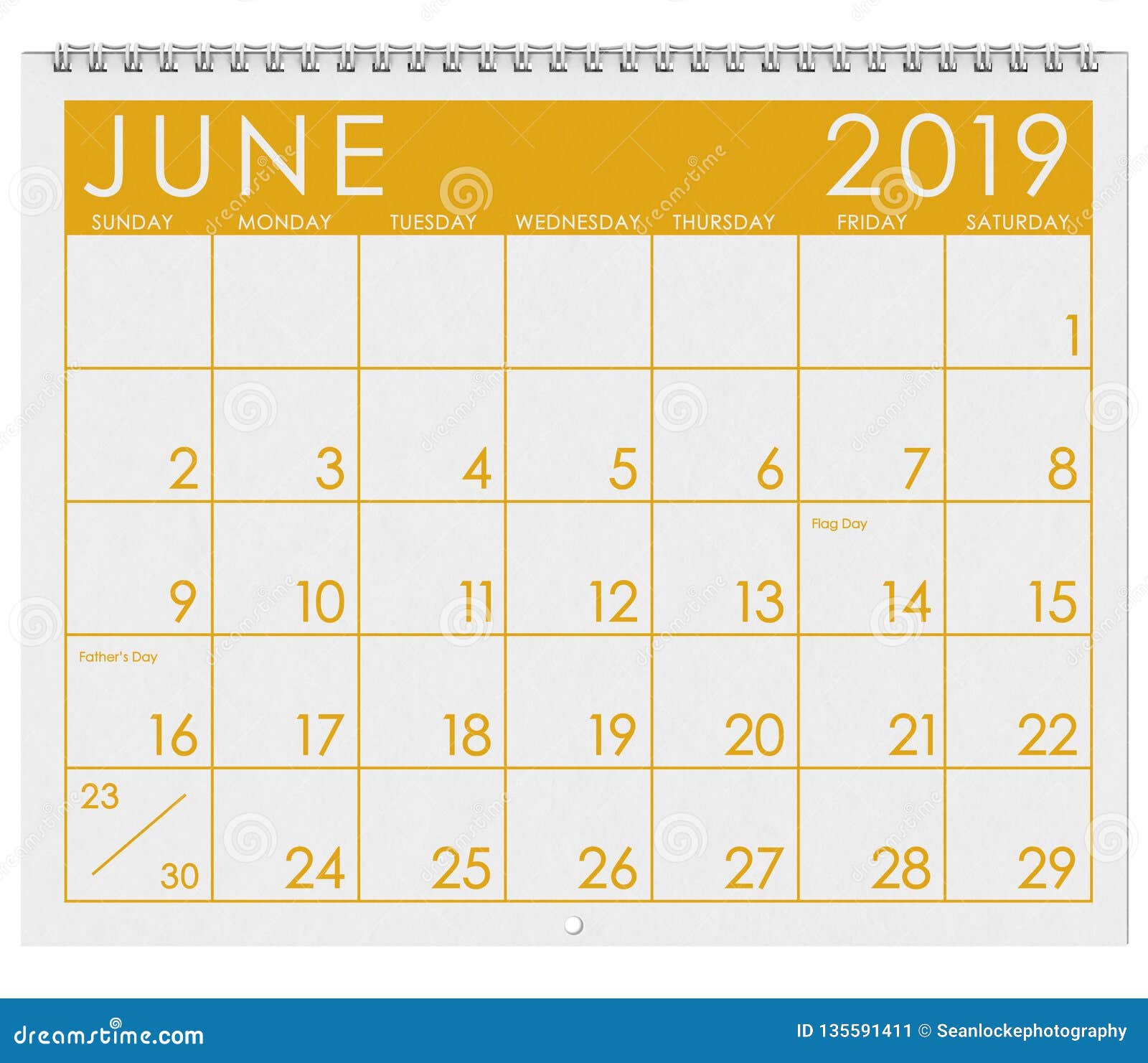 2019: Calendario: Mes De Junio Stock de ilustración - Ilustración de ...