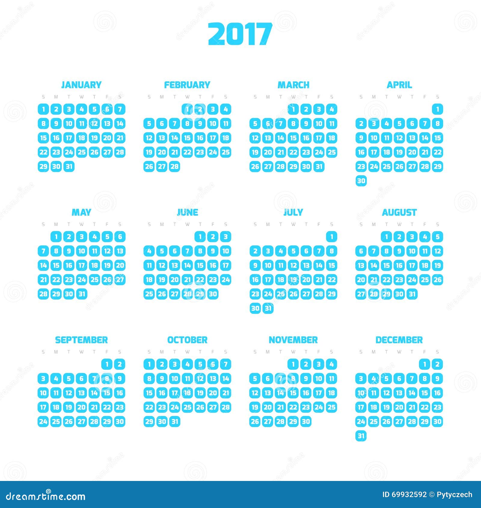 Calendario Moderno Del Estilo Para 2017 Ilustración del Vector ...
