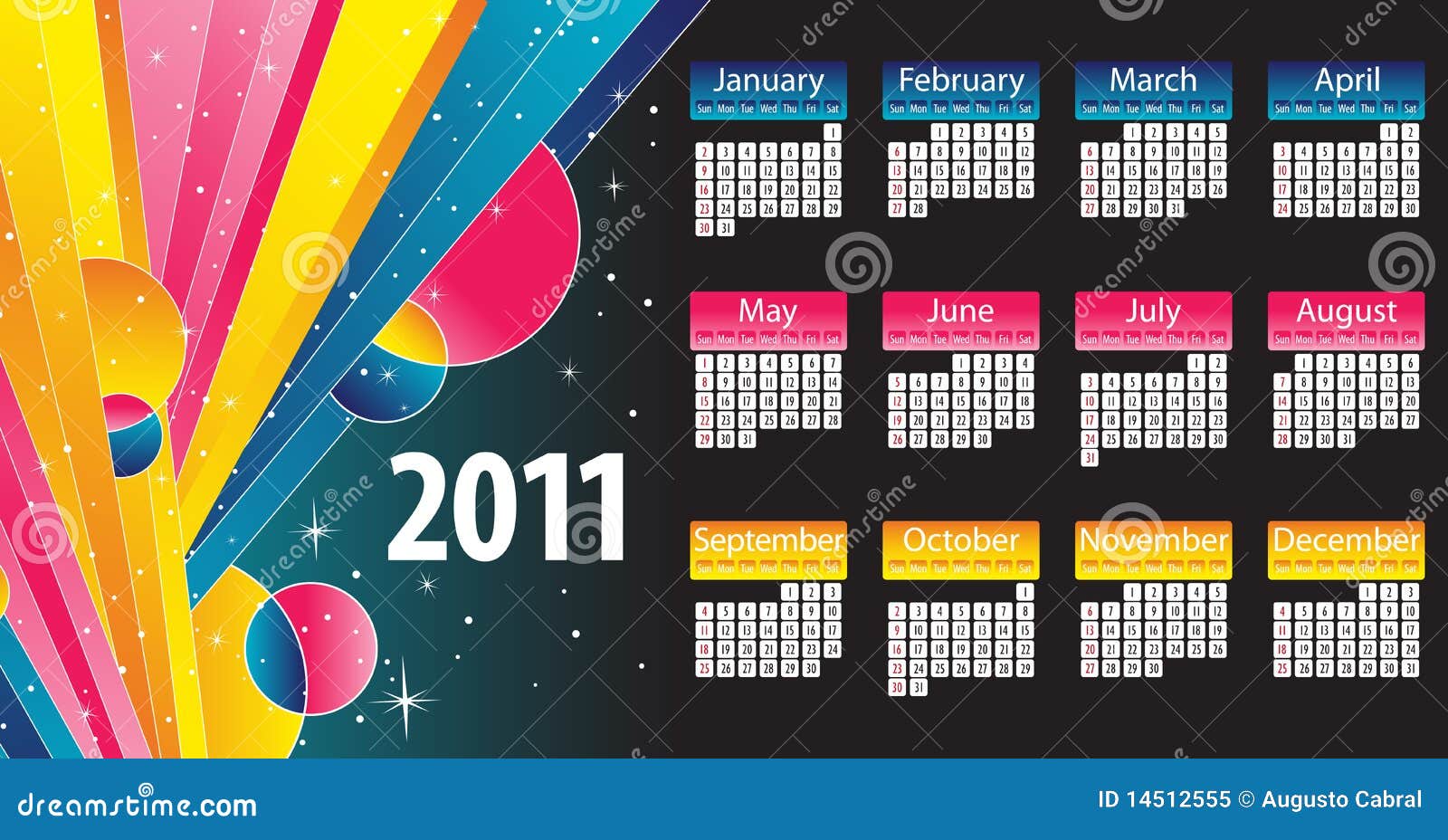Calendario Moderno Y Colorido 2011 Ilustraciones Stock, Vectores, Y ...