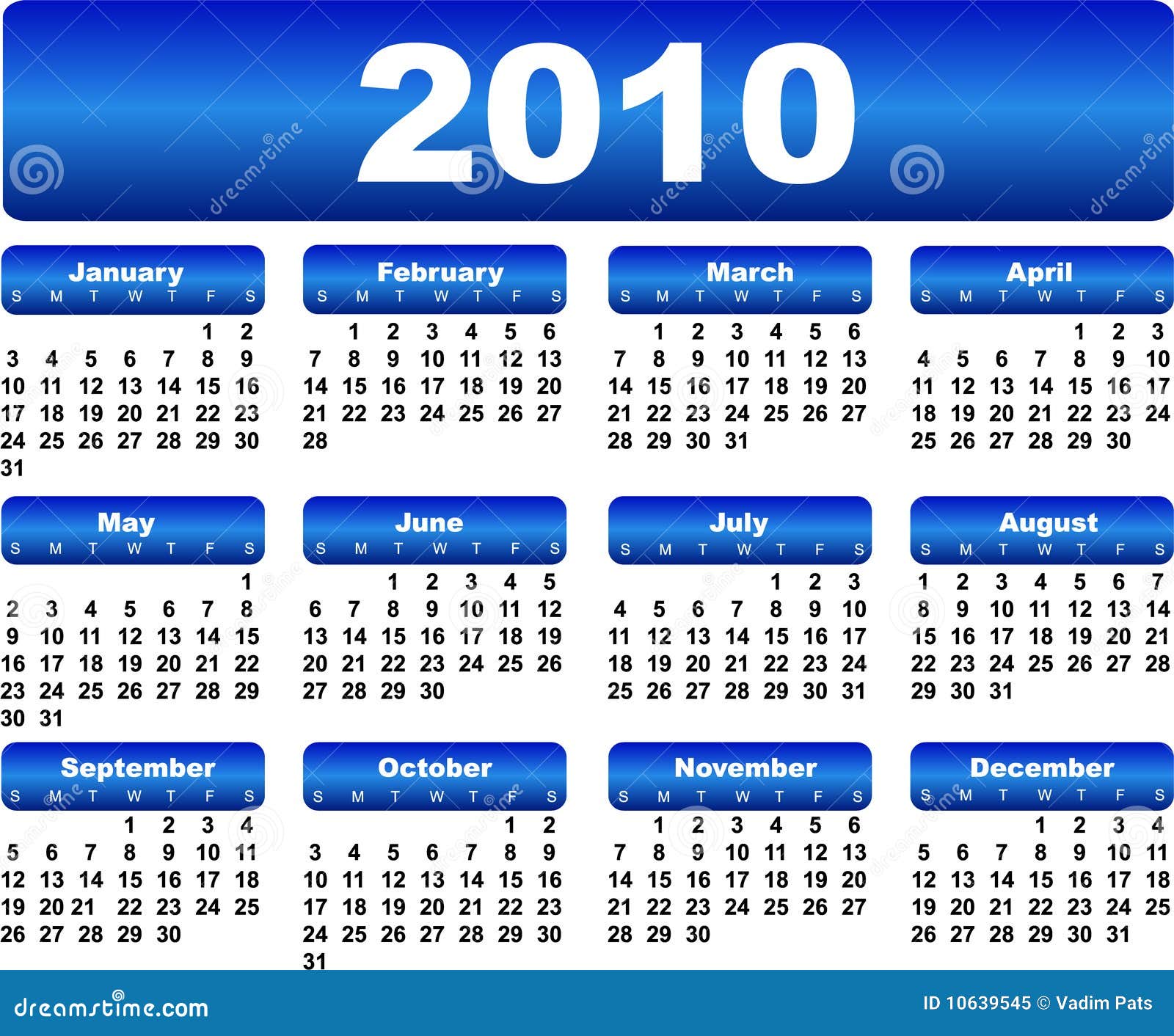 Calendario para 2010 ilustración del vector. Ilustración de arte - 10639545