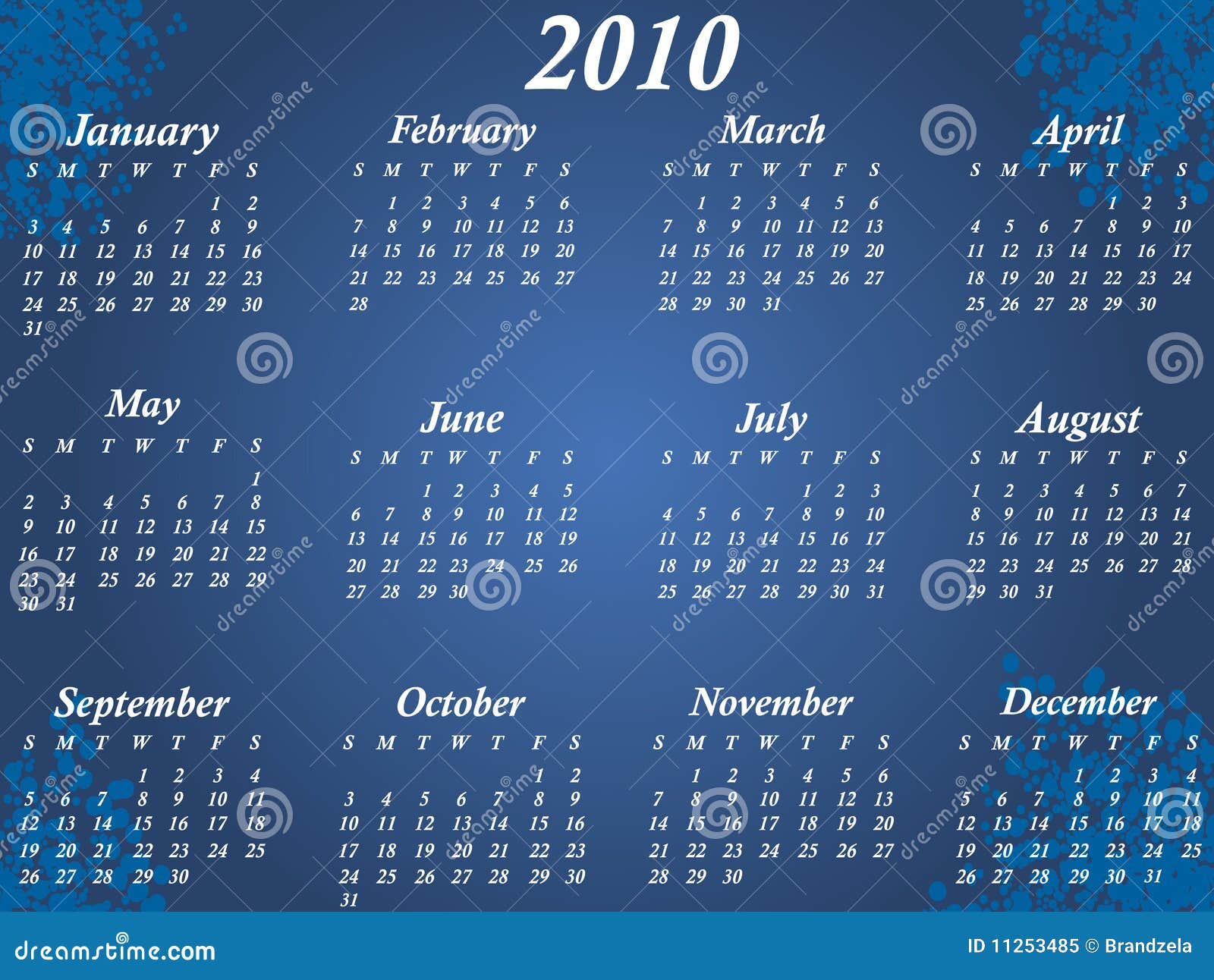 Calendario para 2010 ilustración del vector. Ilustración de curva ...