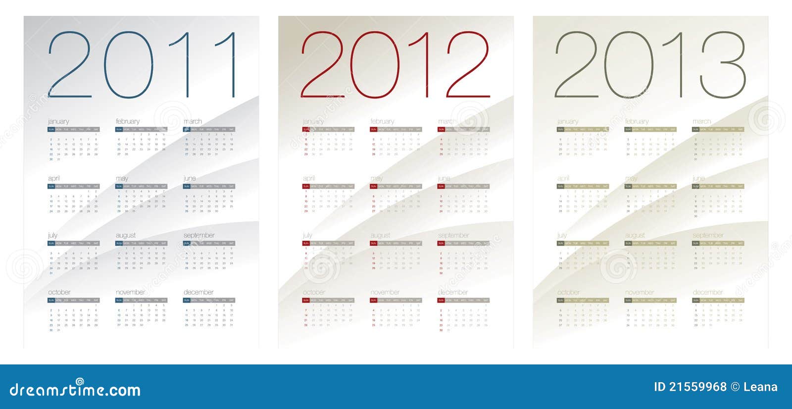 Calendario Para 2011, 2012 Y 2013 Stock de ilustración - Ilustración de ...