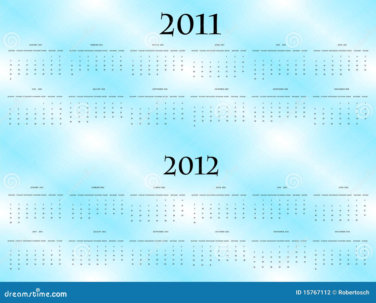 Calendario Para 2011 Y 2012 Stock de ilustración - Ilustración de ...