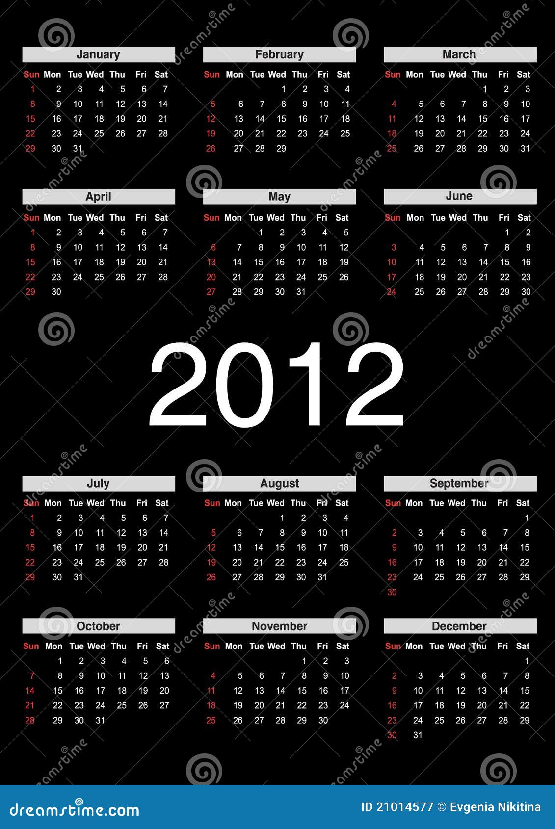 Calendario para 2012 ilustración del vector. Ilustración de mensual ...