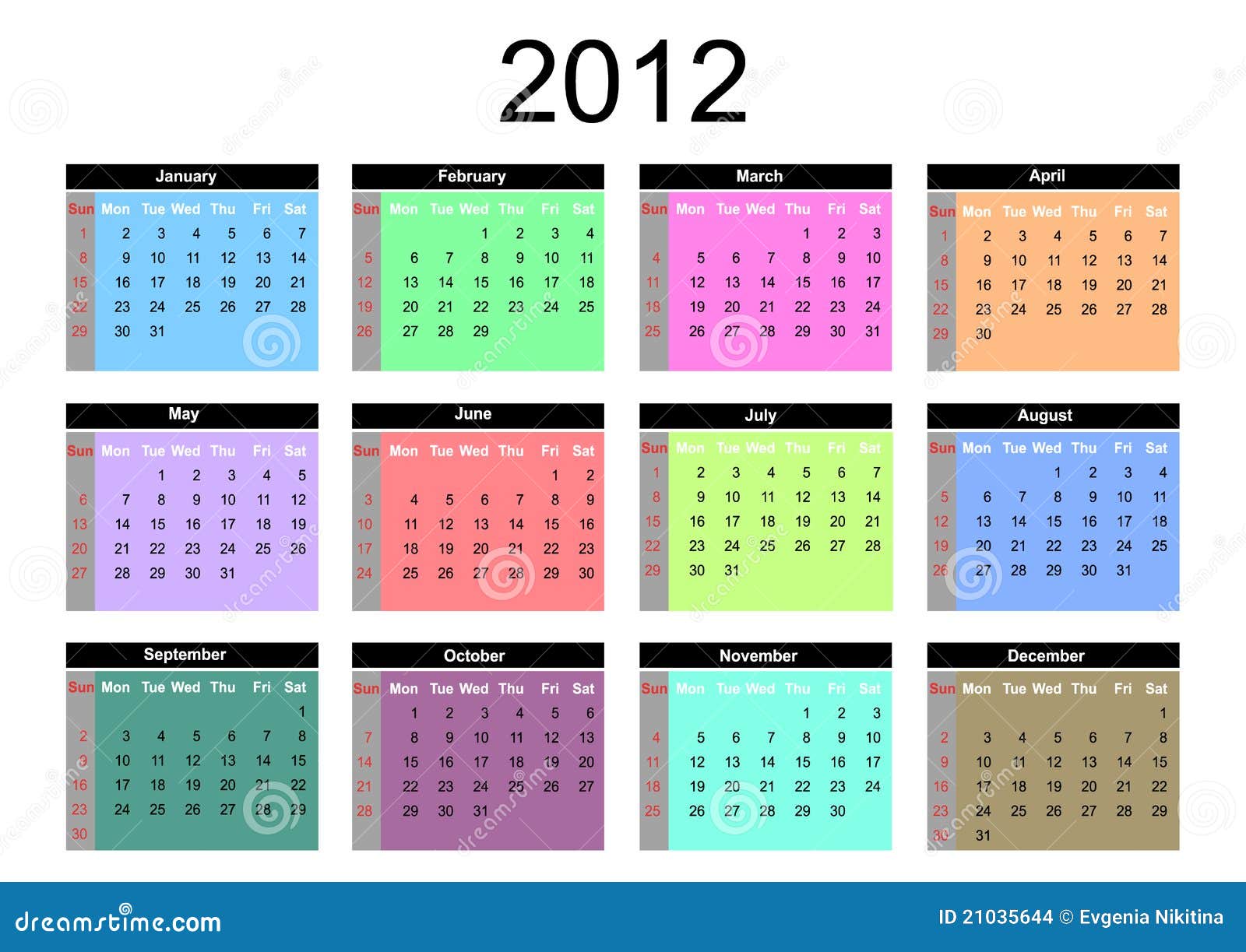 Calendario para 2012 ilustración del vector. Ilustración de mensual ...