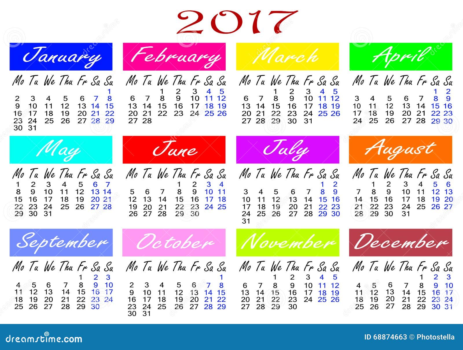 Calendario Para El Ejemplo De 2017 Años Stock de ilustración ...