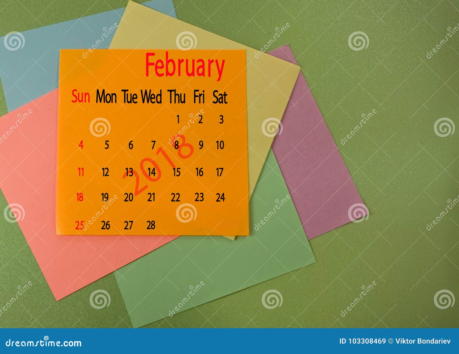 Calendario Para El Primer De Febrero De 2018 Imagen de archivo - Imagen ...