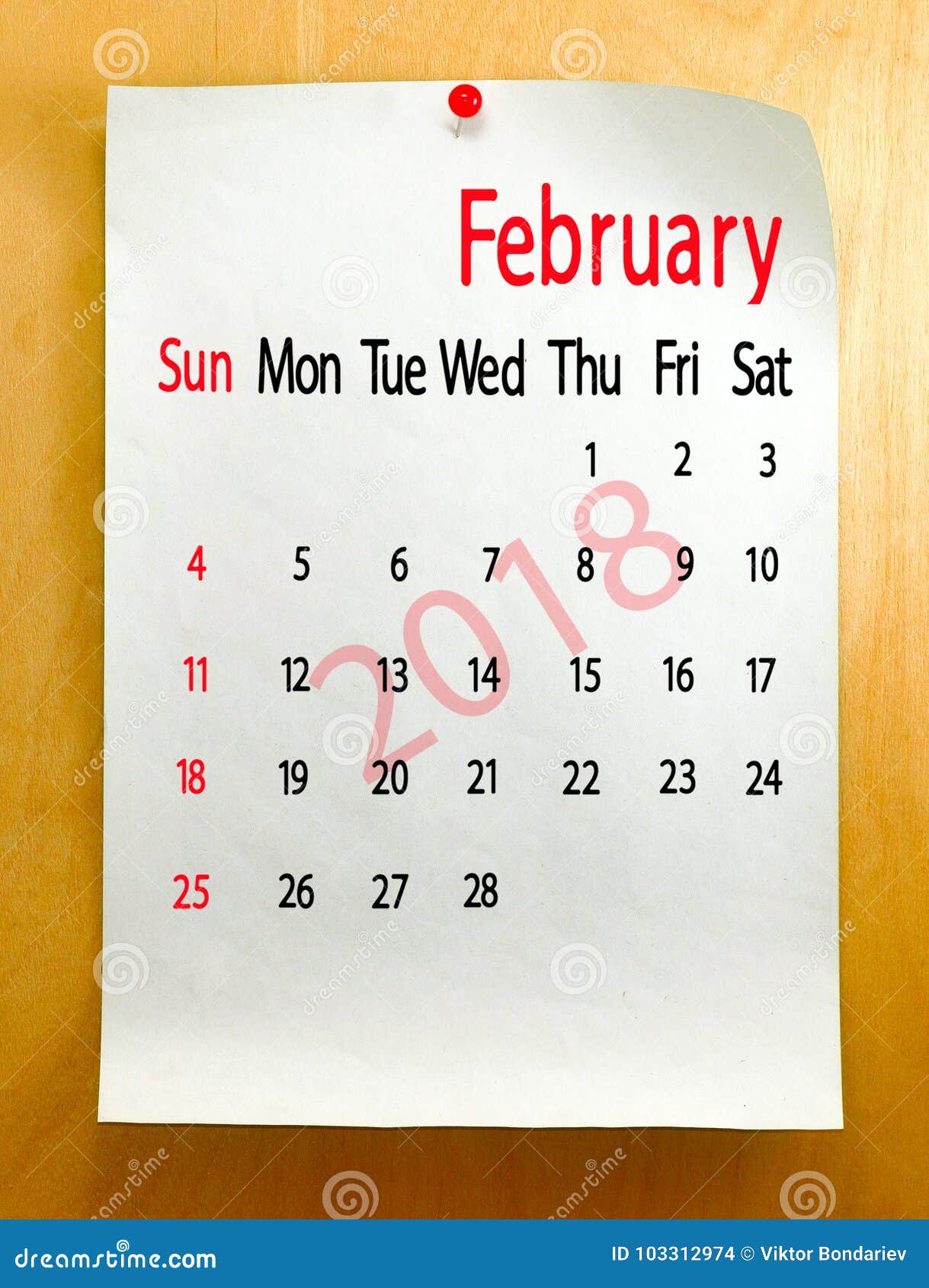 Calendario Para El Primer De Febrero De 2018 Foto de archivo - Imagen ...