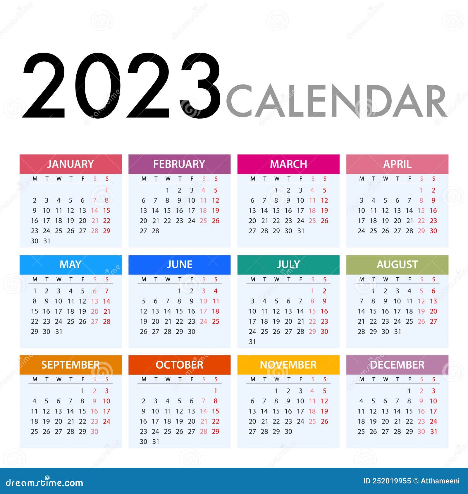Calendario 2023 ilustración del vector. Ilustración de abril - 252019955 Calendario 2023 ilustración del vector. Ilustración de abril - 252019955