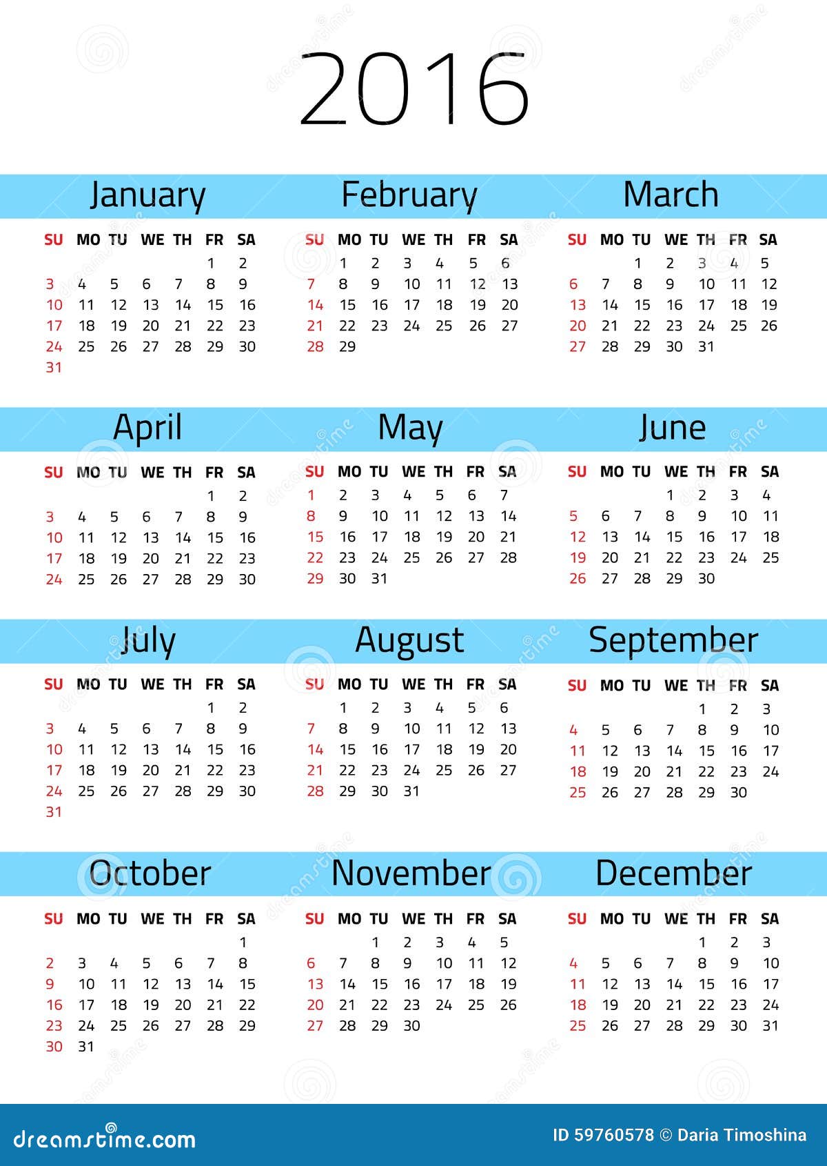 Calendario por 2016 años ilustración del vector. Ilustración de nuevo ...