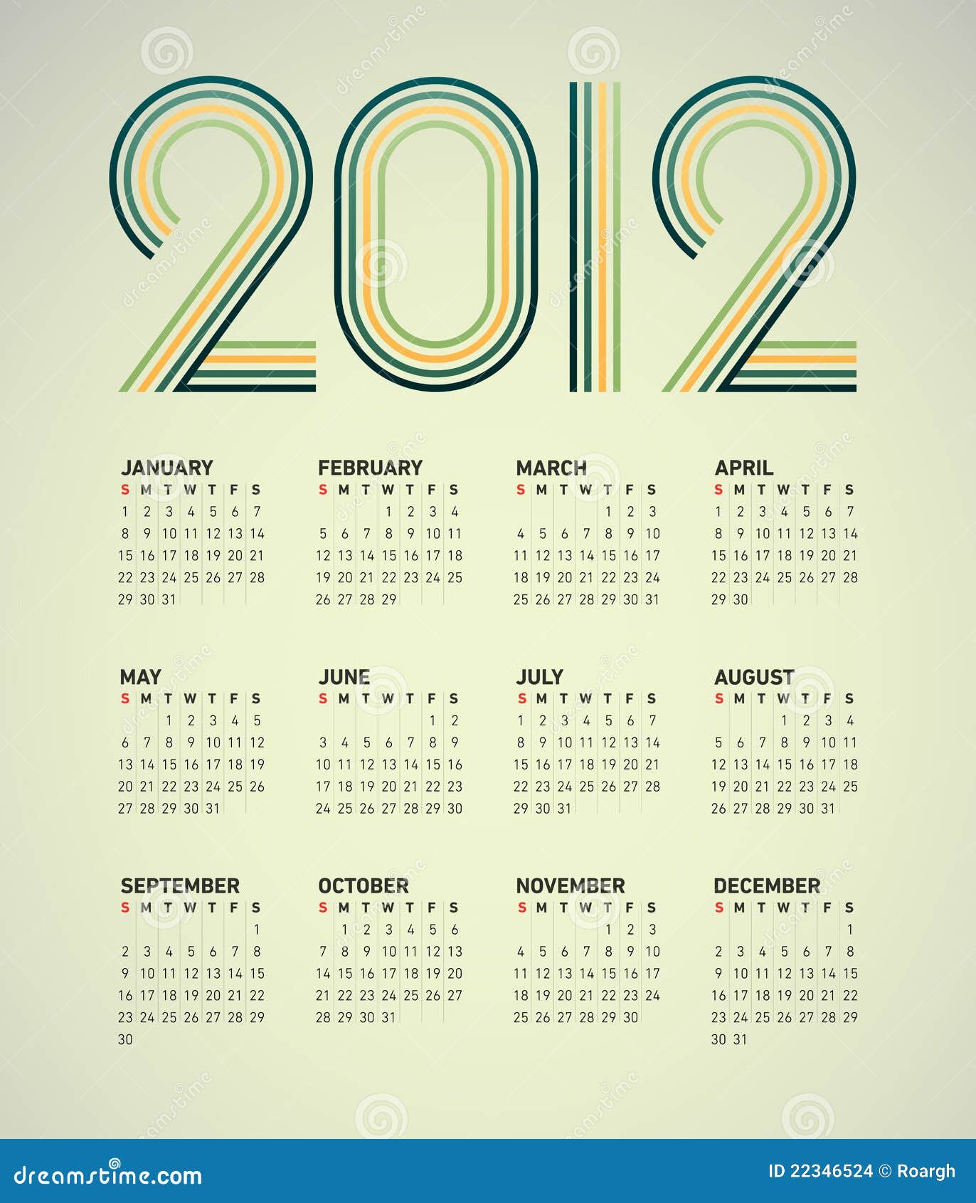 Calendario simple 2012 stock de ilustración. Ilustración de febrero ...