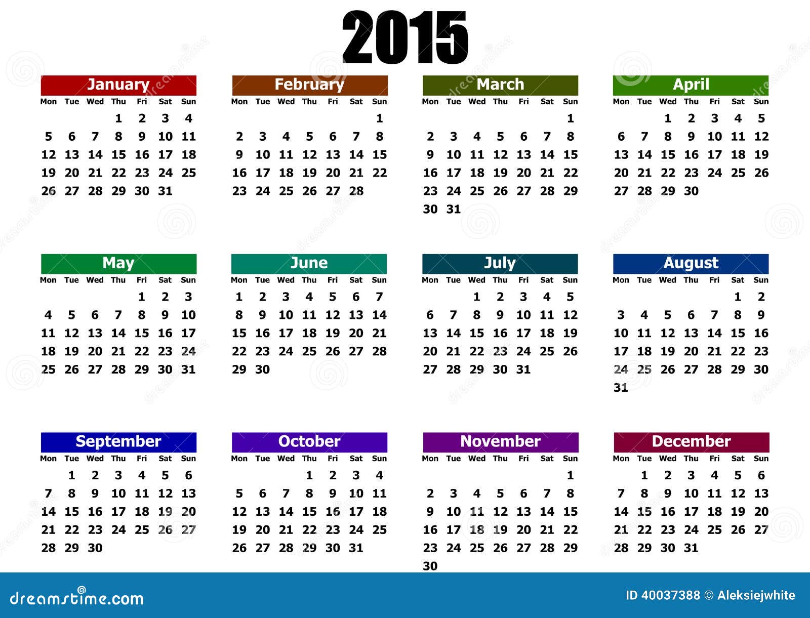 Calendario simple 2015 stock de ilustración. Ilustración de sencillo ...