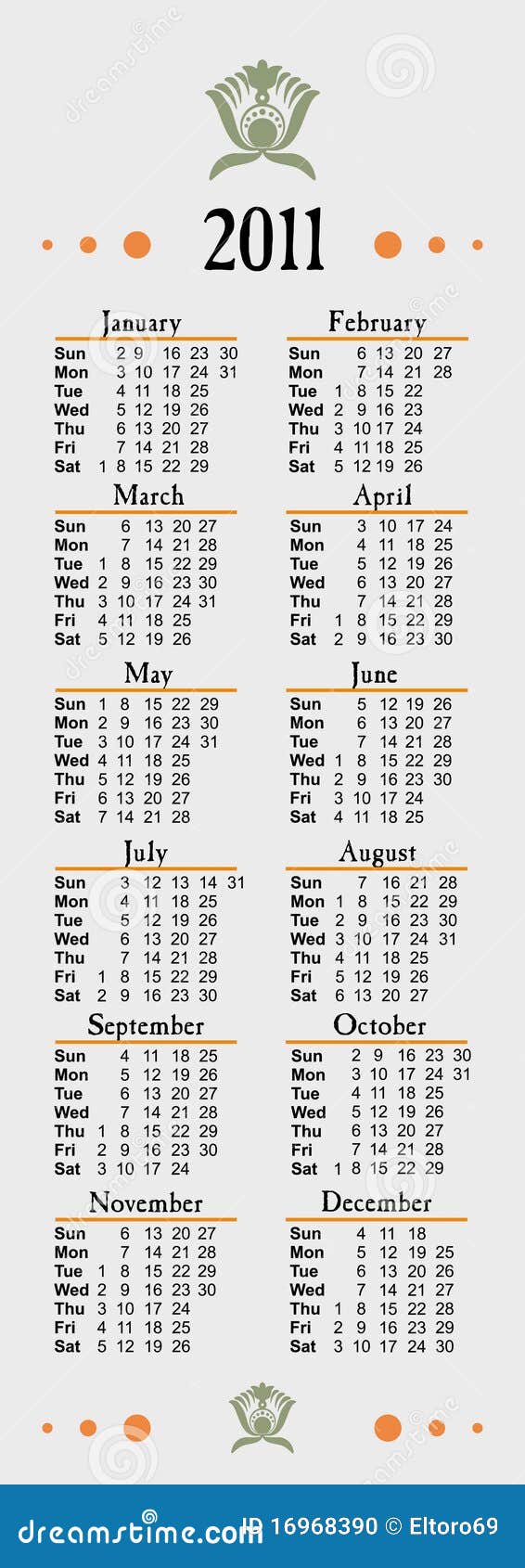 Calendario vertical ilustración del vector. Ilustración de almanaque ...