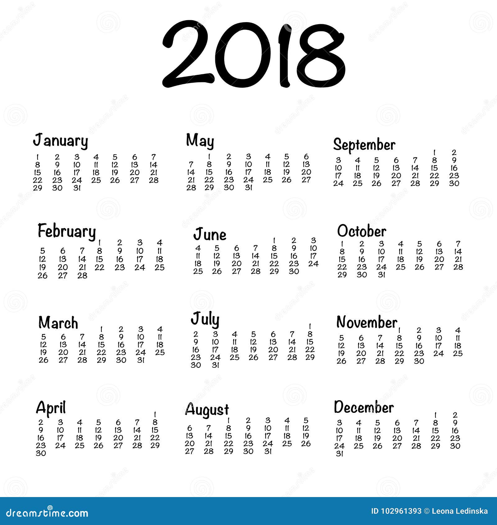 Calendarium 2018 stock vector. Illustration of organizer - 102961393