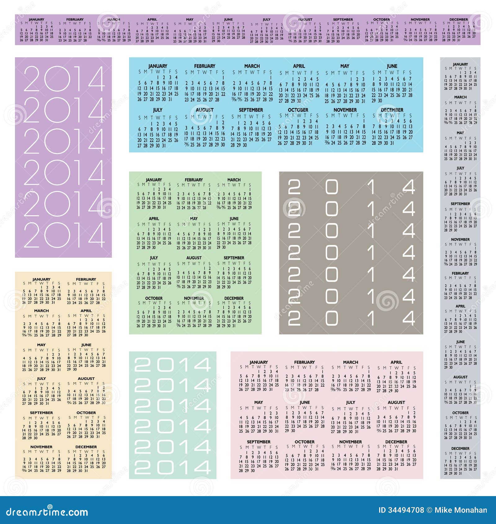 2014 Calendars stock vector. Illustration of illustrated - 34494708