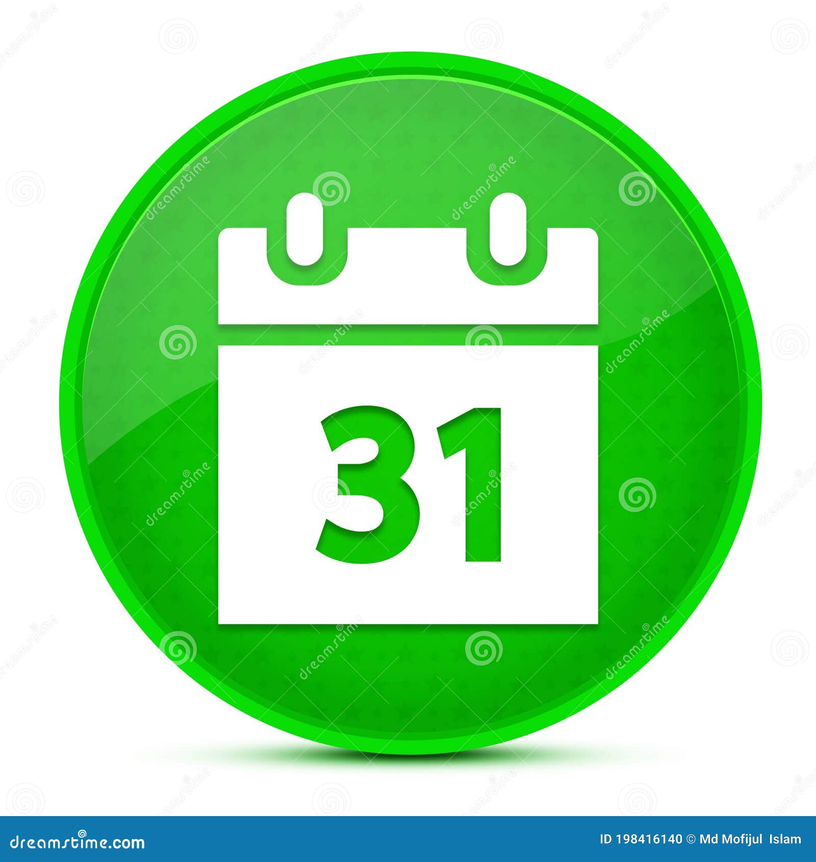 Calender Aesthetic Glossy Green Round Button Abstract Stock ...