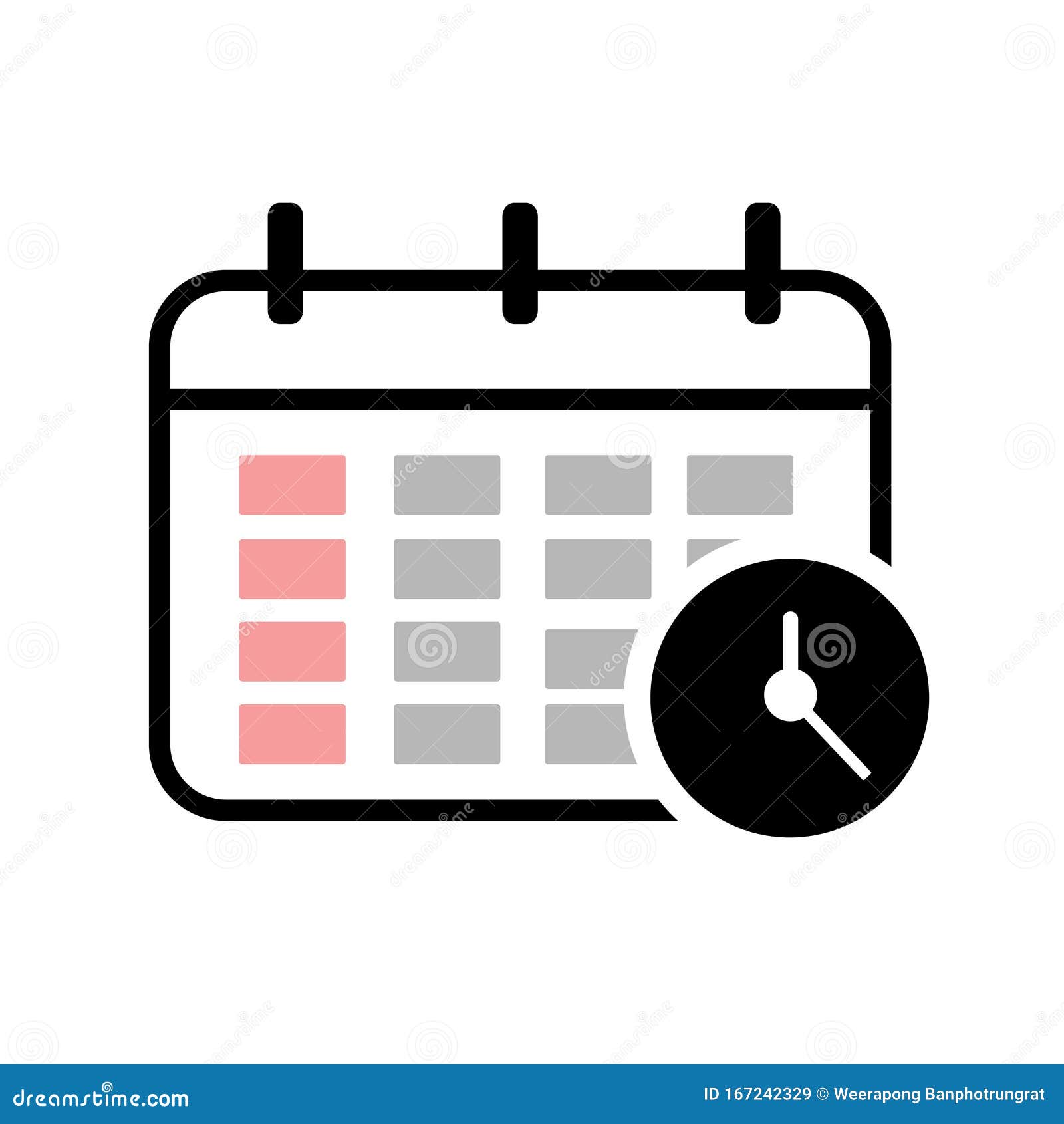 Calender with the clock stock vector. Illustration of clock - 167242329