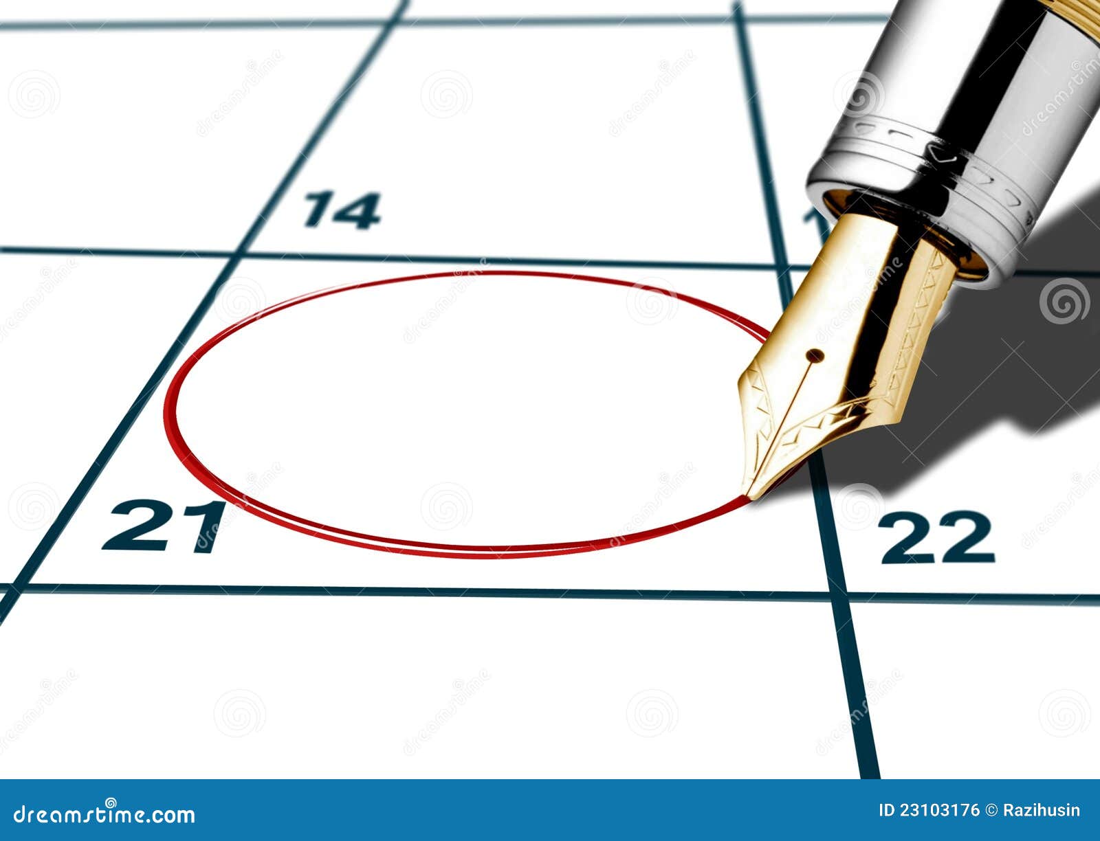 Calender Date Circled with Red Pen Stock Photo - Image of seventeenth ...