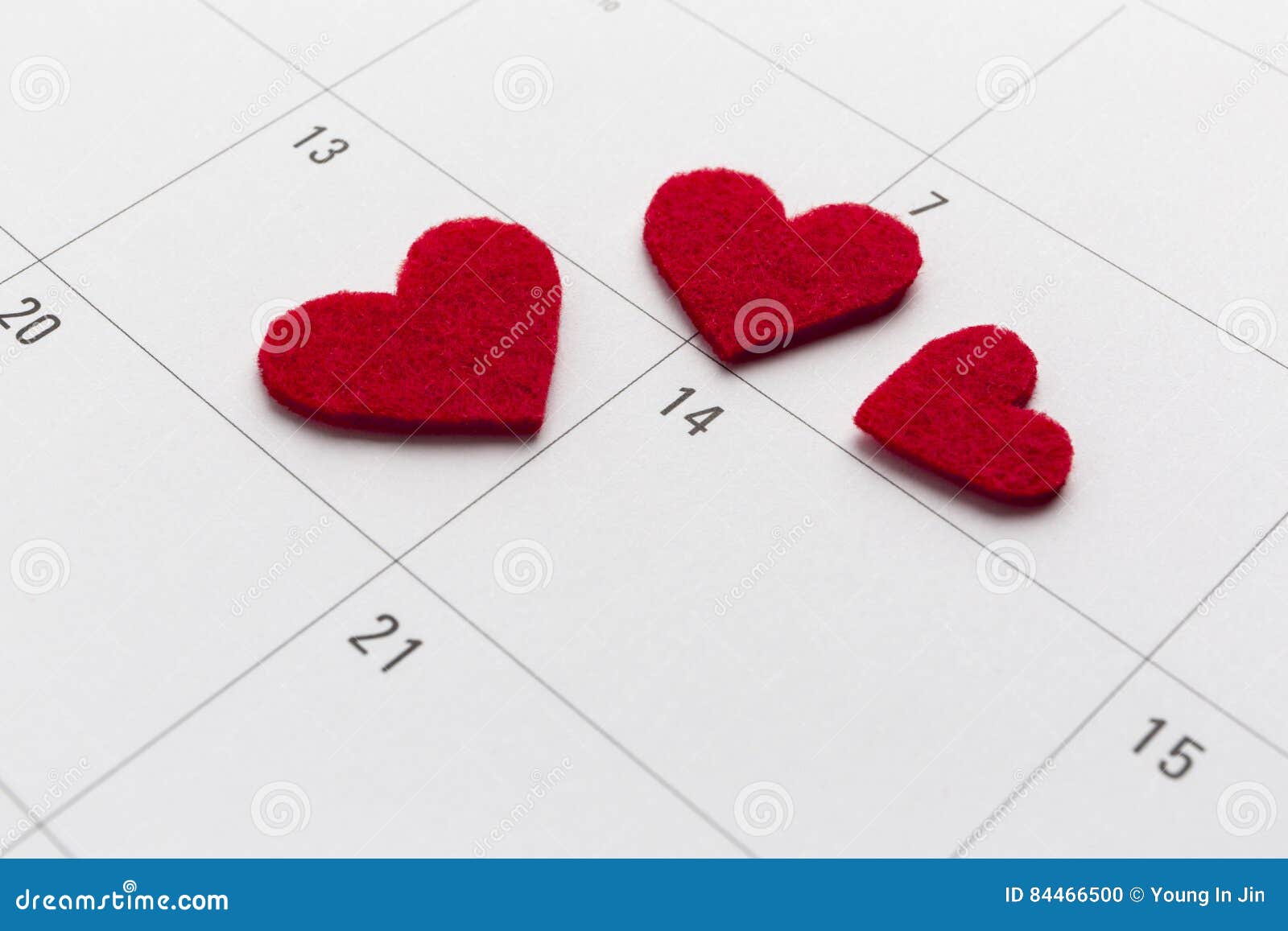Calender with Marked 14th Valentine Day Heart Stock Photo - Image of ...