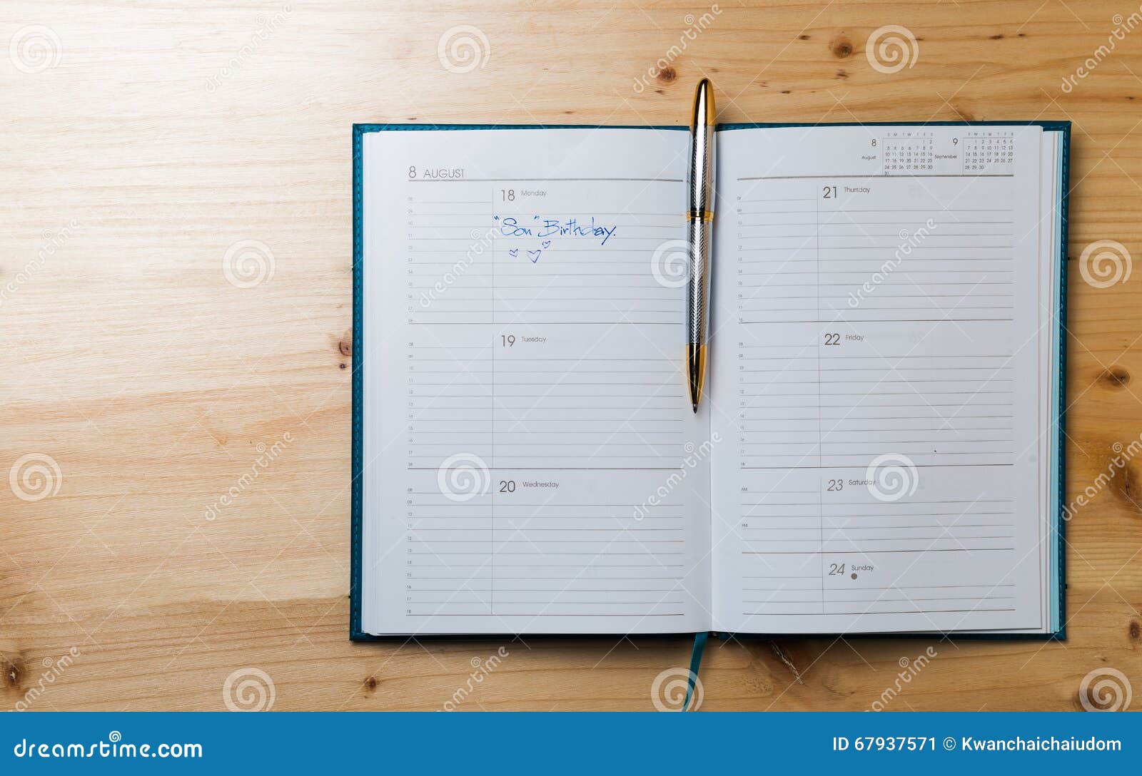 Calender Note Book on Wood Background Stock Image - Image of school ...