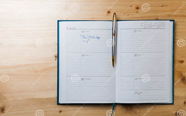 Calender Note Book on Wood Background Stock Image - Image of school ...