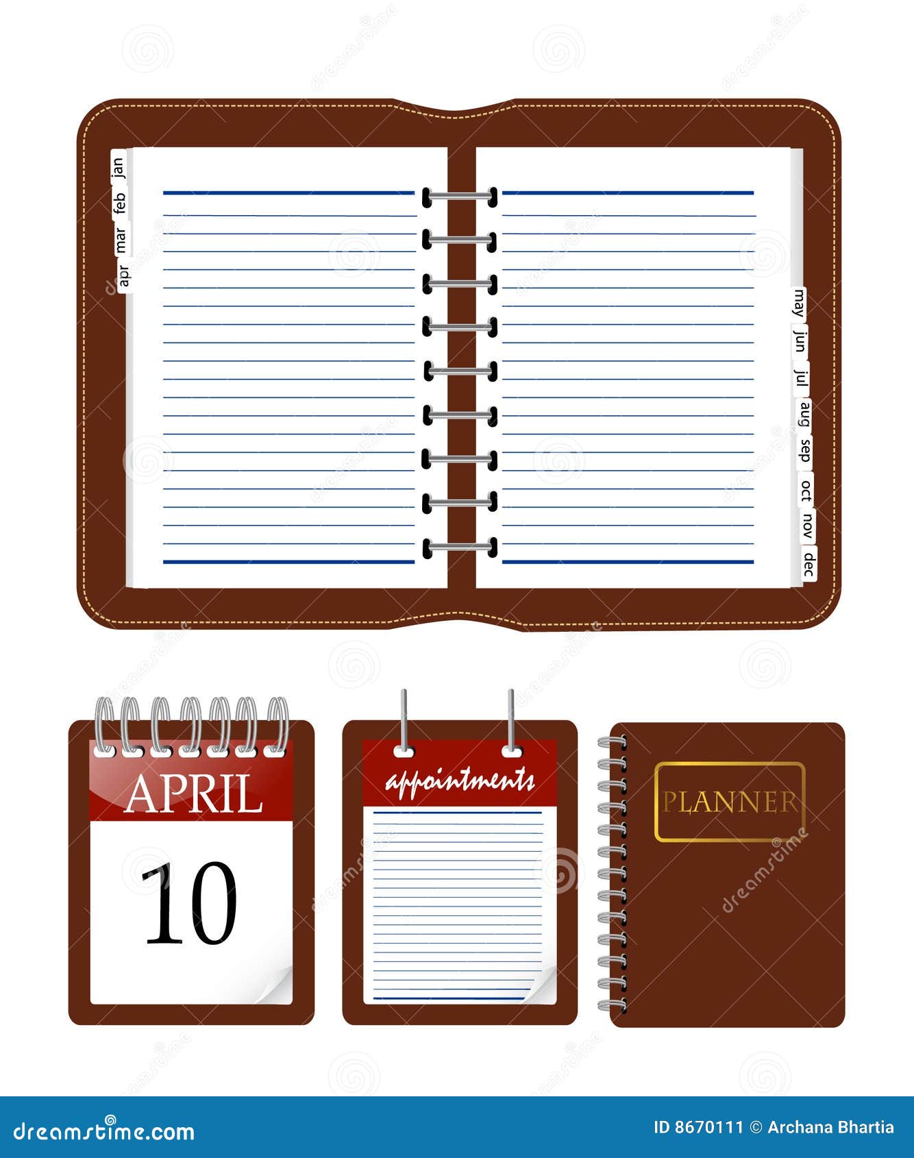 Calender and notebook stock vector. Illustration of program - 8670111