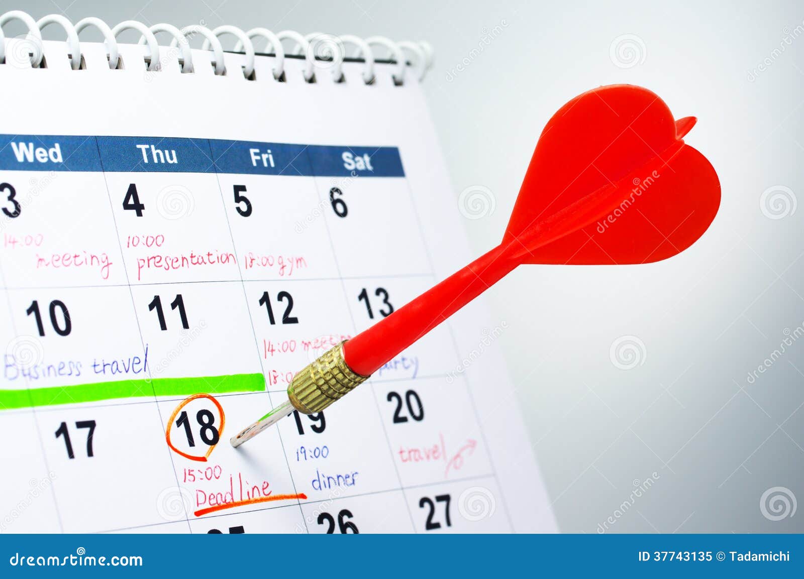 Calender and red arrow. stock image. Image of plan, dart - 37743135