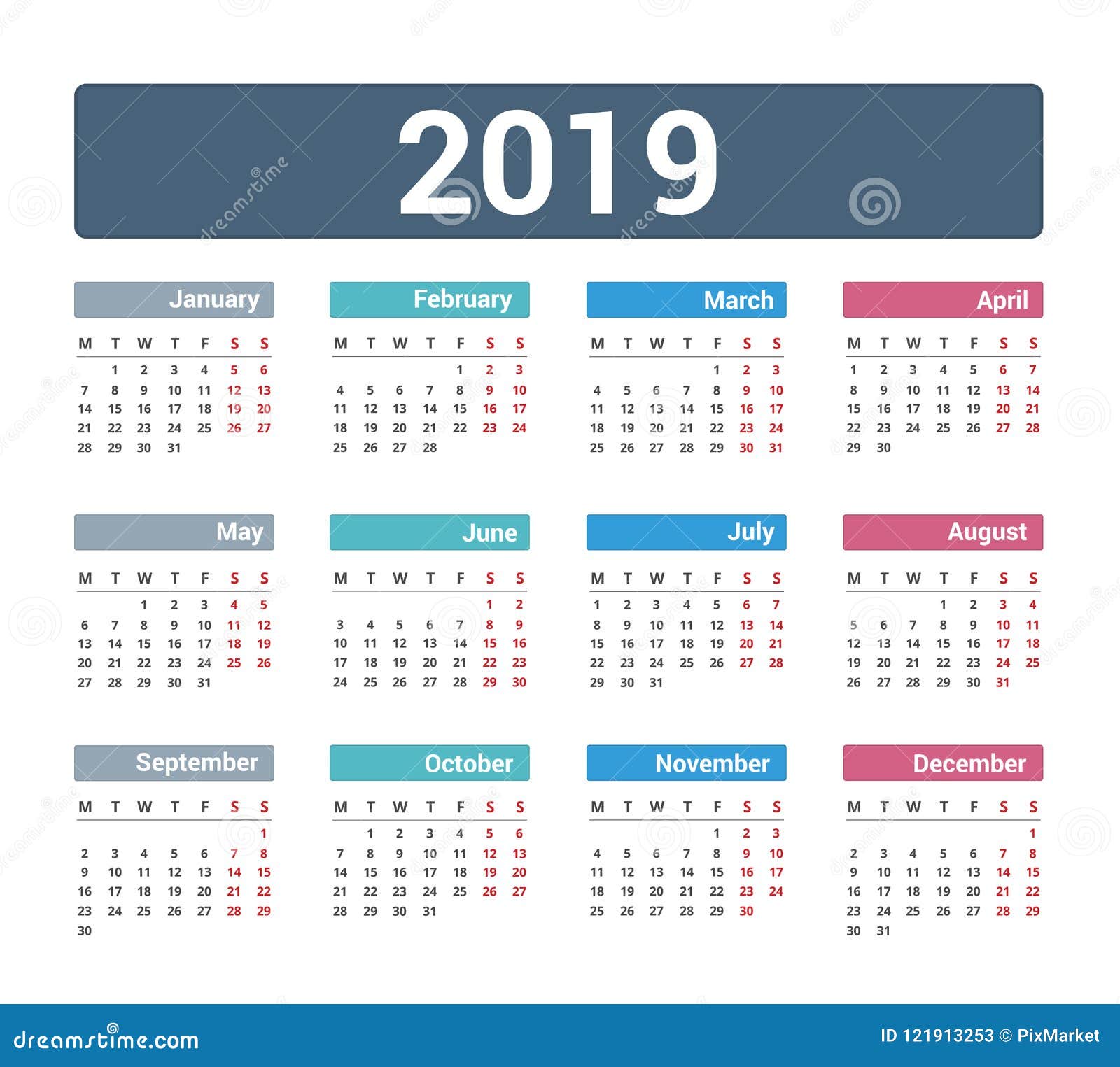 Calendrier 2019 illustration de vecteur. Illustration of saison - 121913253