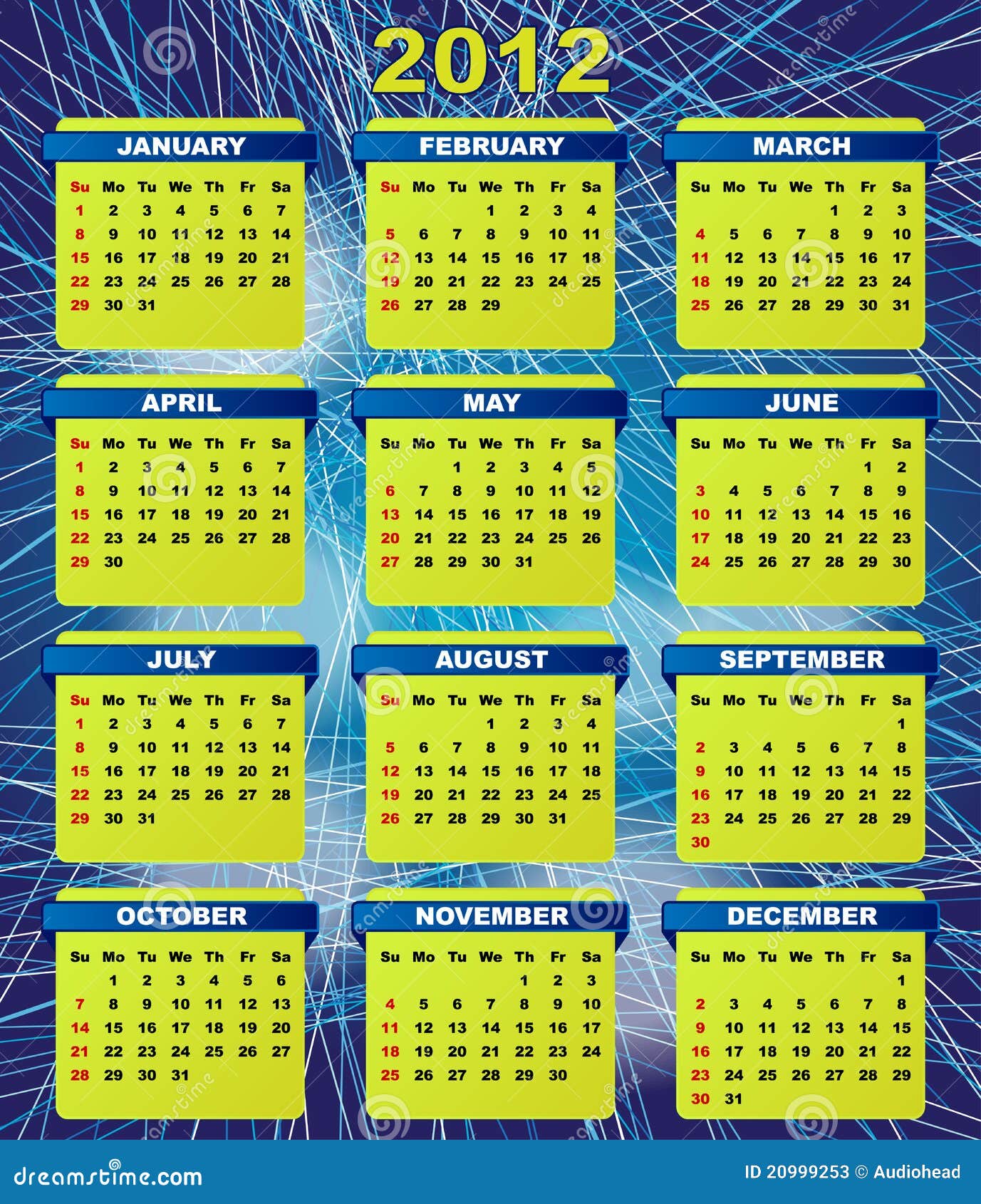 Calendrier 2012 illustration de vecteur. Illustration du vide - 20999253
