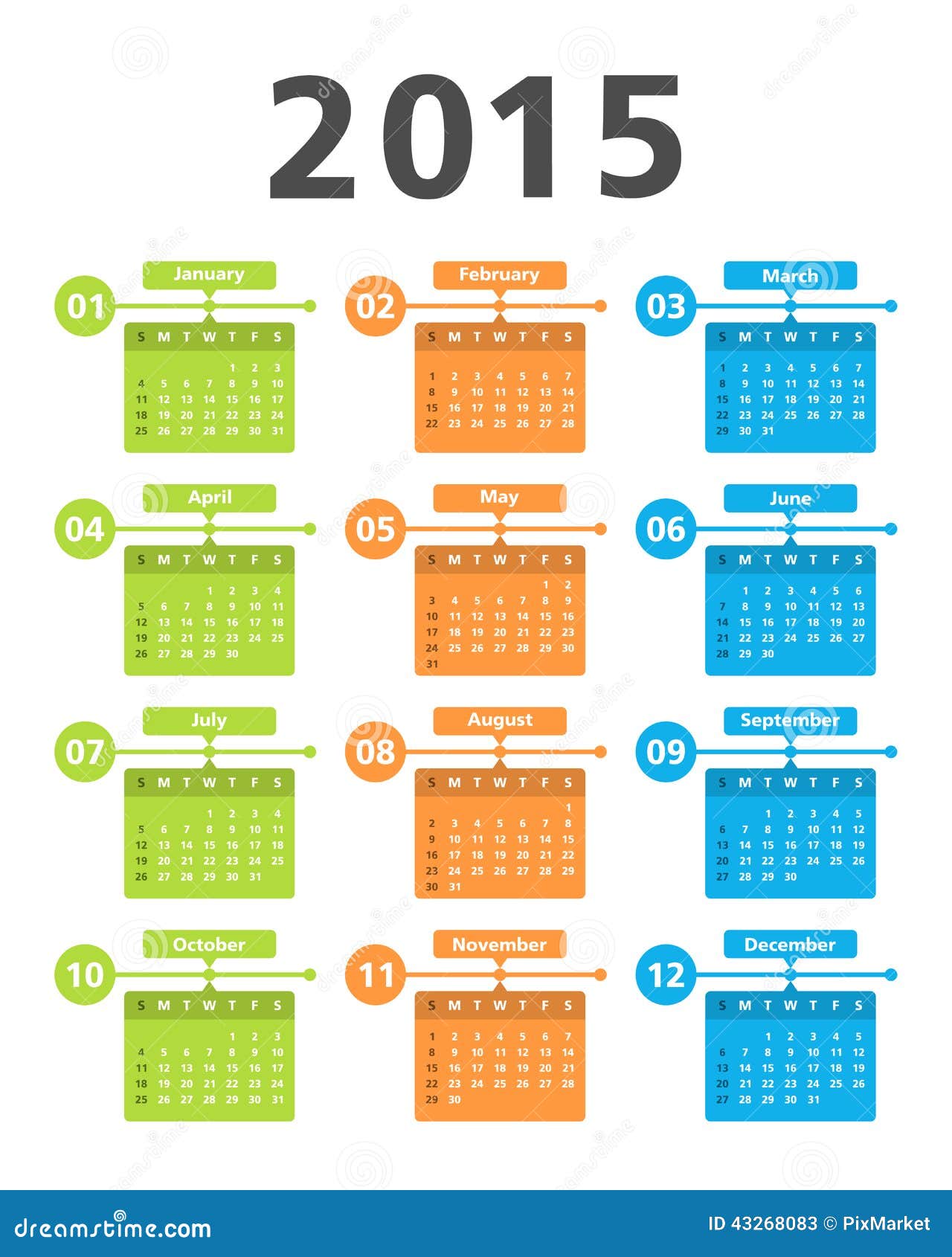 Calendrier 2015 illustration de vecteur. Illustration du planificateur ...