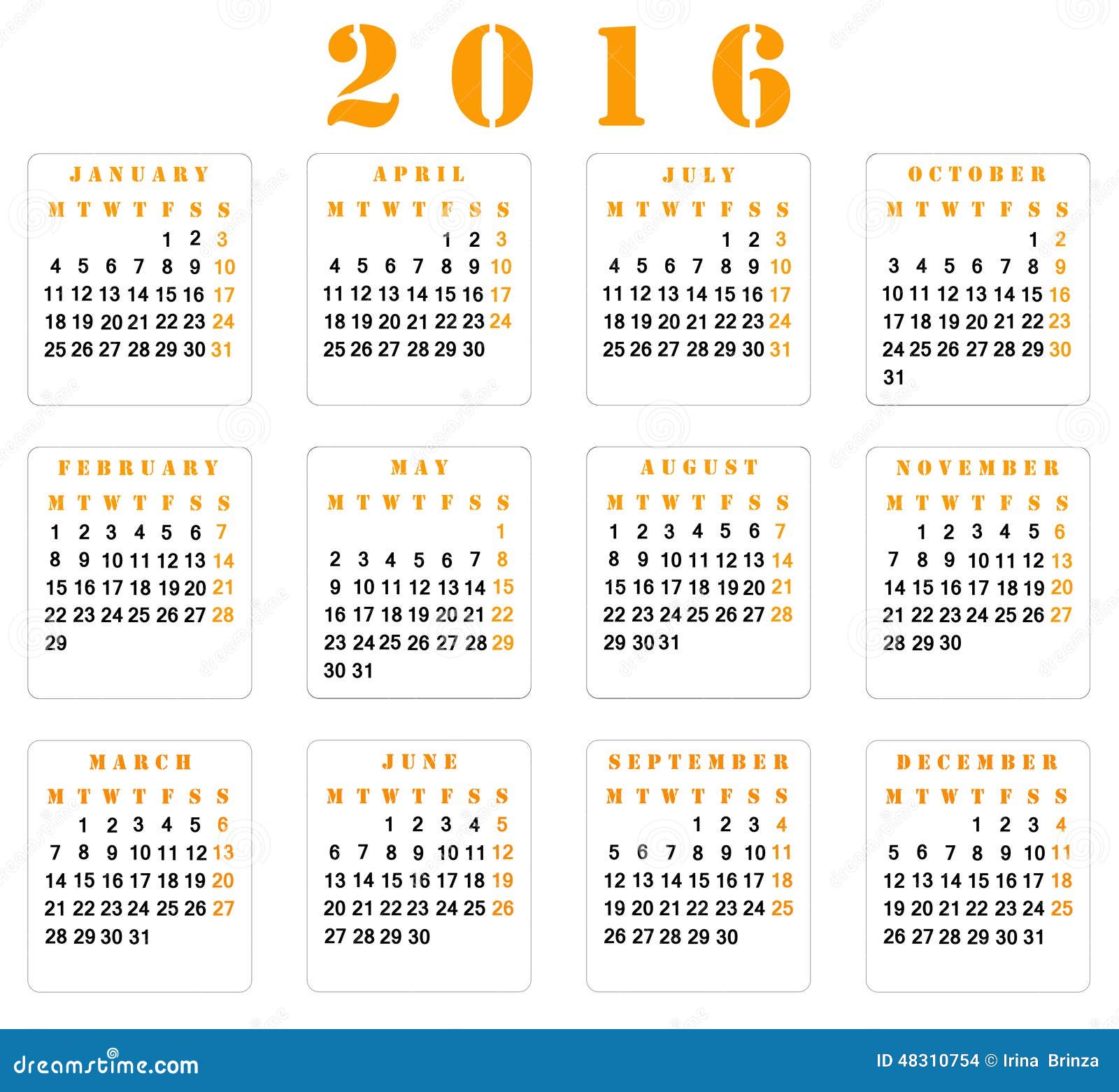 Calendrier 2016 illustration stock. Illustration du temps - 48310754