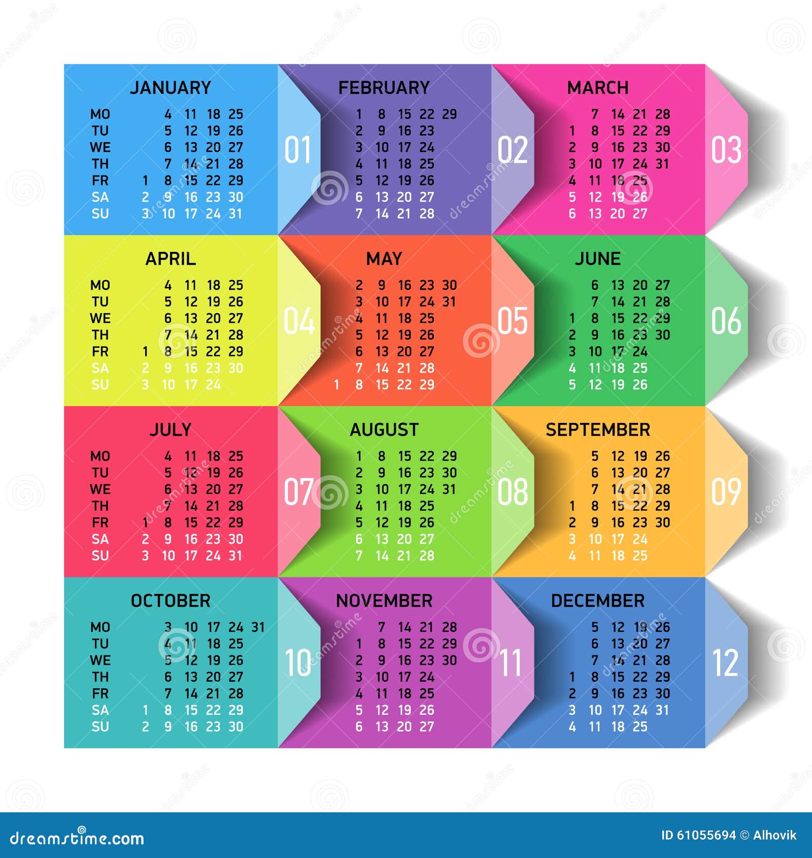 Calendrier 2016 illustration de vecteur. Illustration du organisateur ...