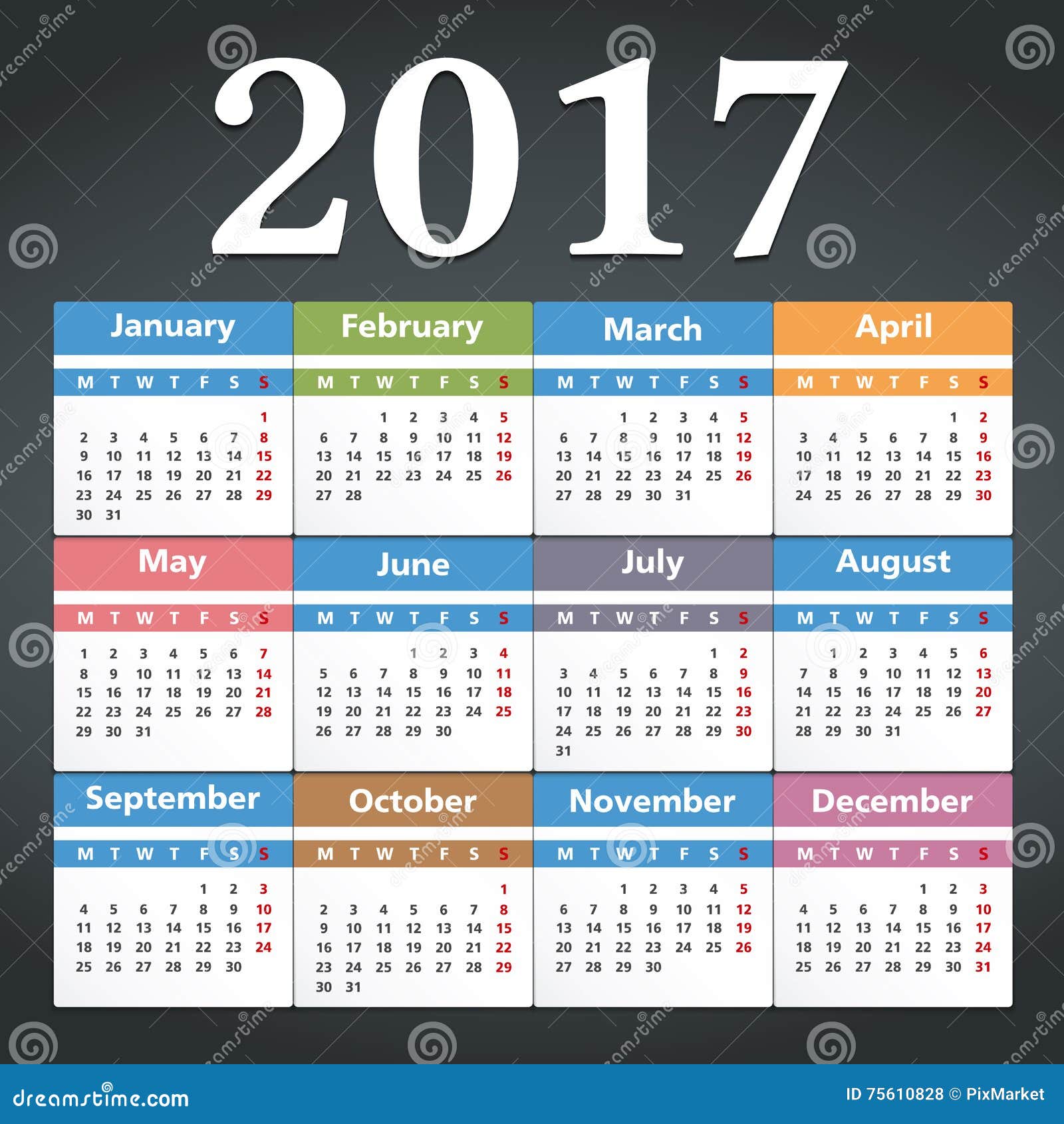 Calendrier 2017 illustration de vecteur. Illustration du affaires ...