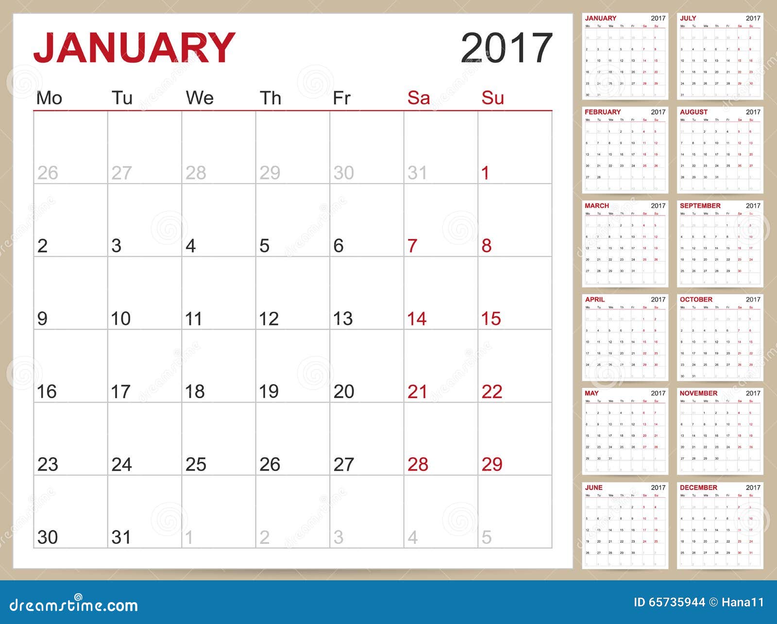 Calendrier anglais 2017 illustration de vecteur. Illustration du neuf ...