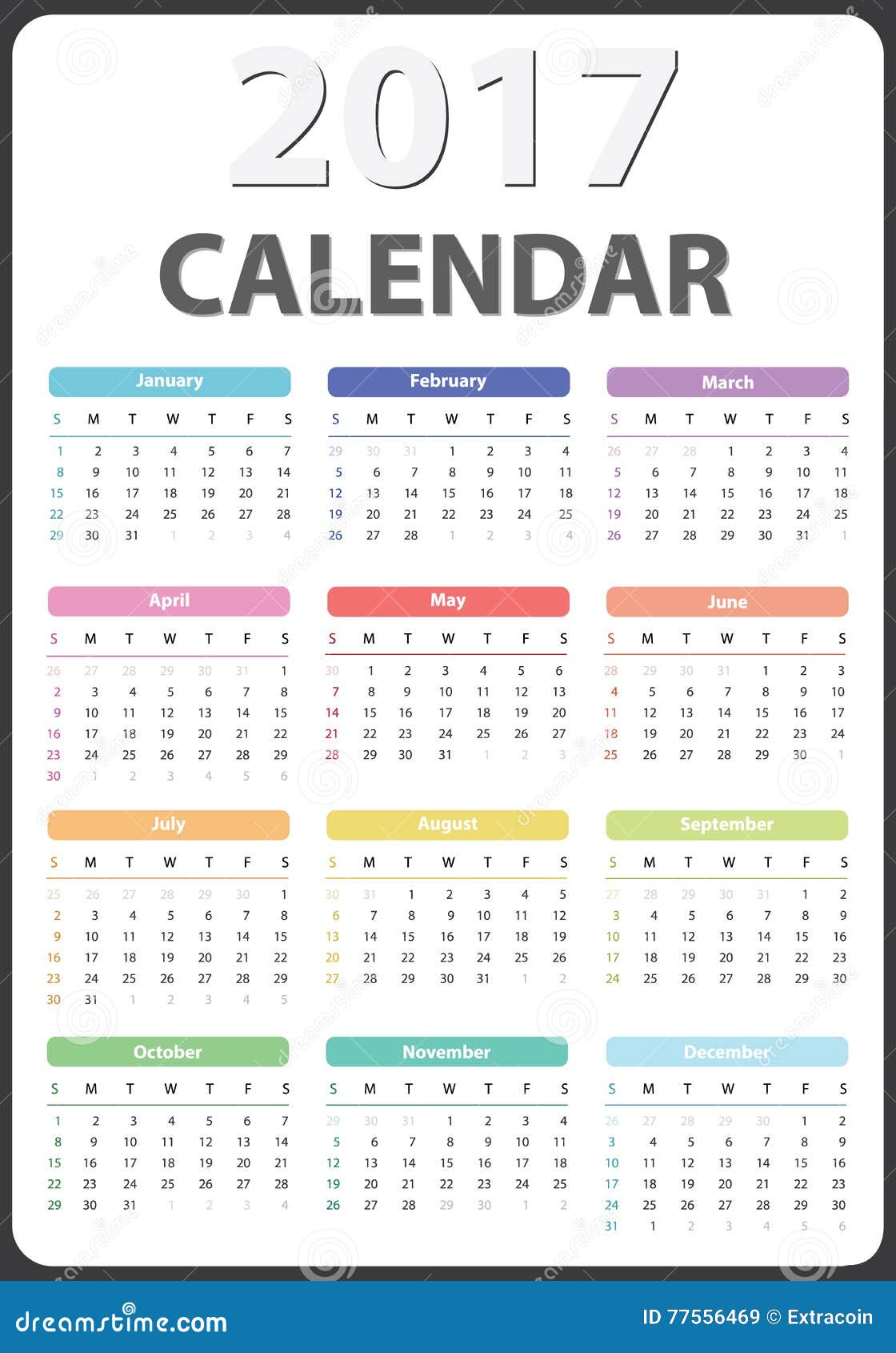 Calendrier 2017 ans illustration de vecteur. Illustration du américain ...